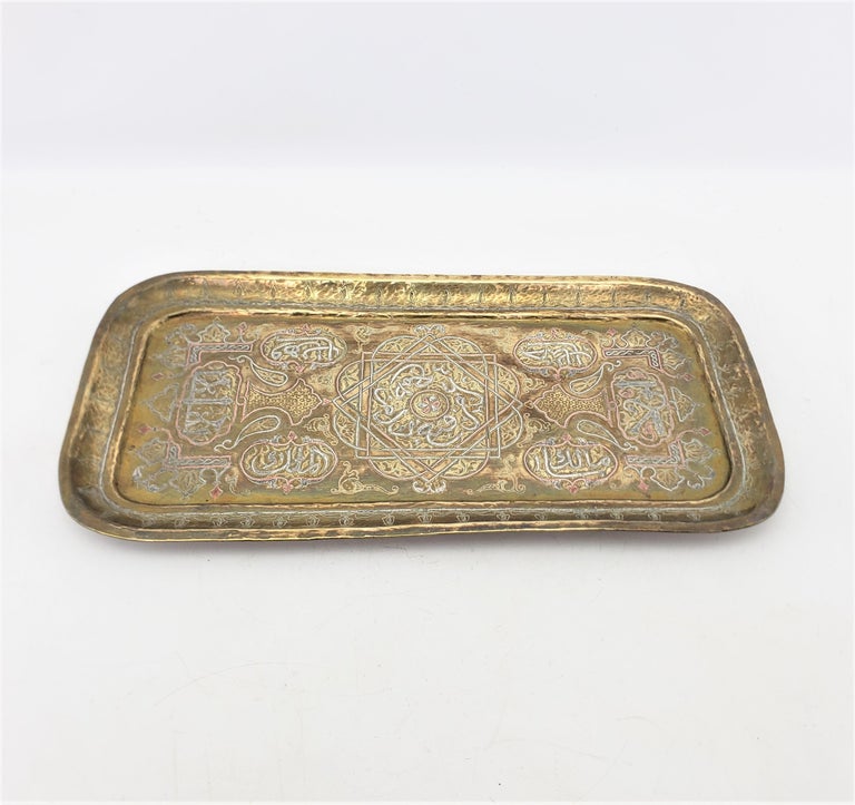 Antique Anglo-Indian Hand-Crafted Brass Serving Tray with Copper and ...