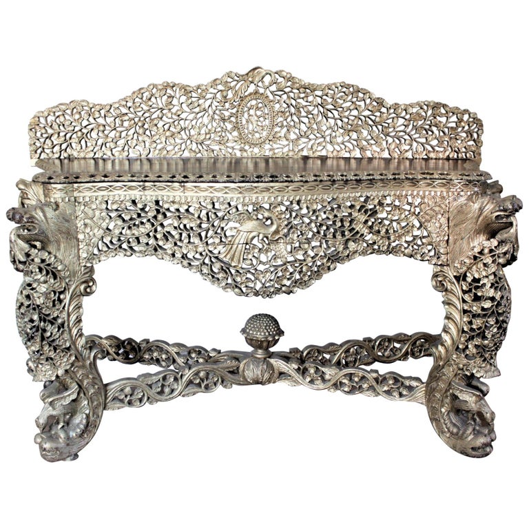 Antique Anglo-Indian Ornately Hand-Carved Hardwood Console Table at ...