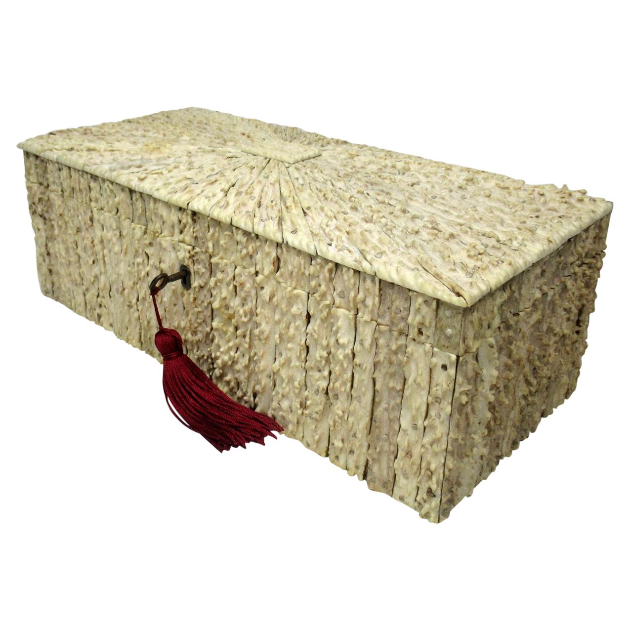 Antique Anglo Indian Vizagapatam Stag Antler Horn Sandalwood Document ...