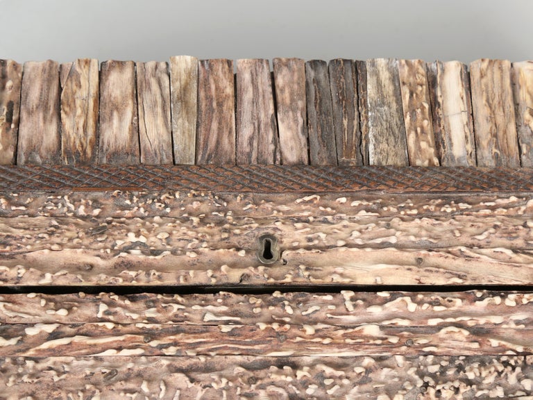 Antique Anglo-Indian Vizagapatam Stag Antler Horn Slope Top Writing ...