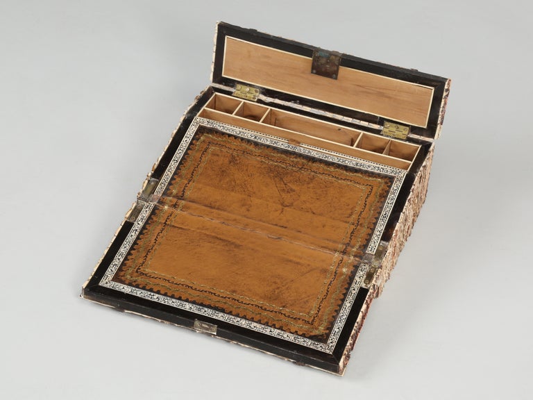 Antique Anglo-Indian Vizagapatam Stag Antler Horn Slope Top Writing ...