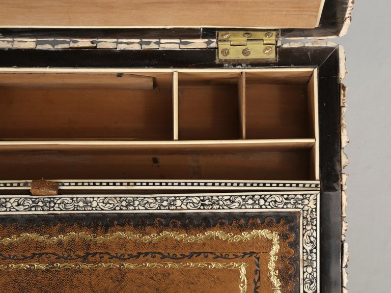 Antique Anglo-Indian Vizagapatam Stag Antler Horn Slope Top Writing ...