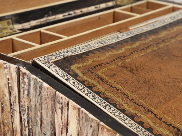 Antique Anglo-Indian Vizagapatam Stag Antler Horn Slope Top Writing ...