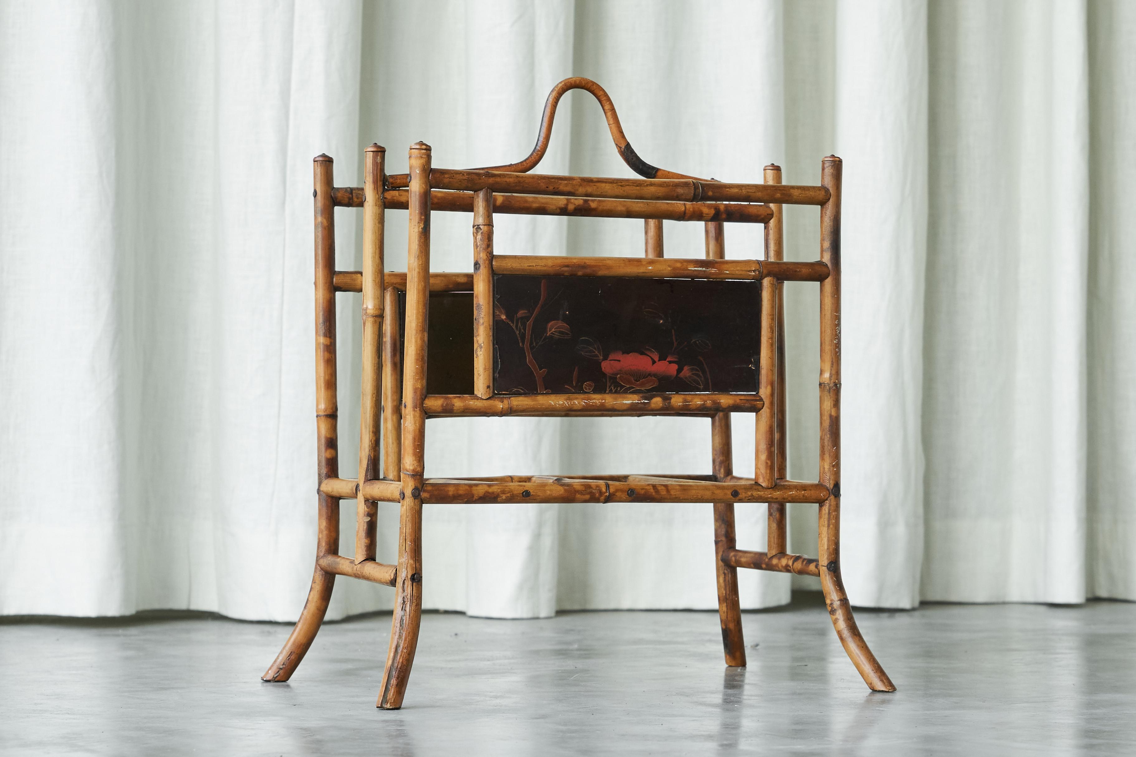 Antique Anglo Japanese Magazine Rack in Tortoiseshell Bamboo Late 19th ...