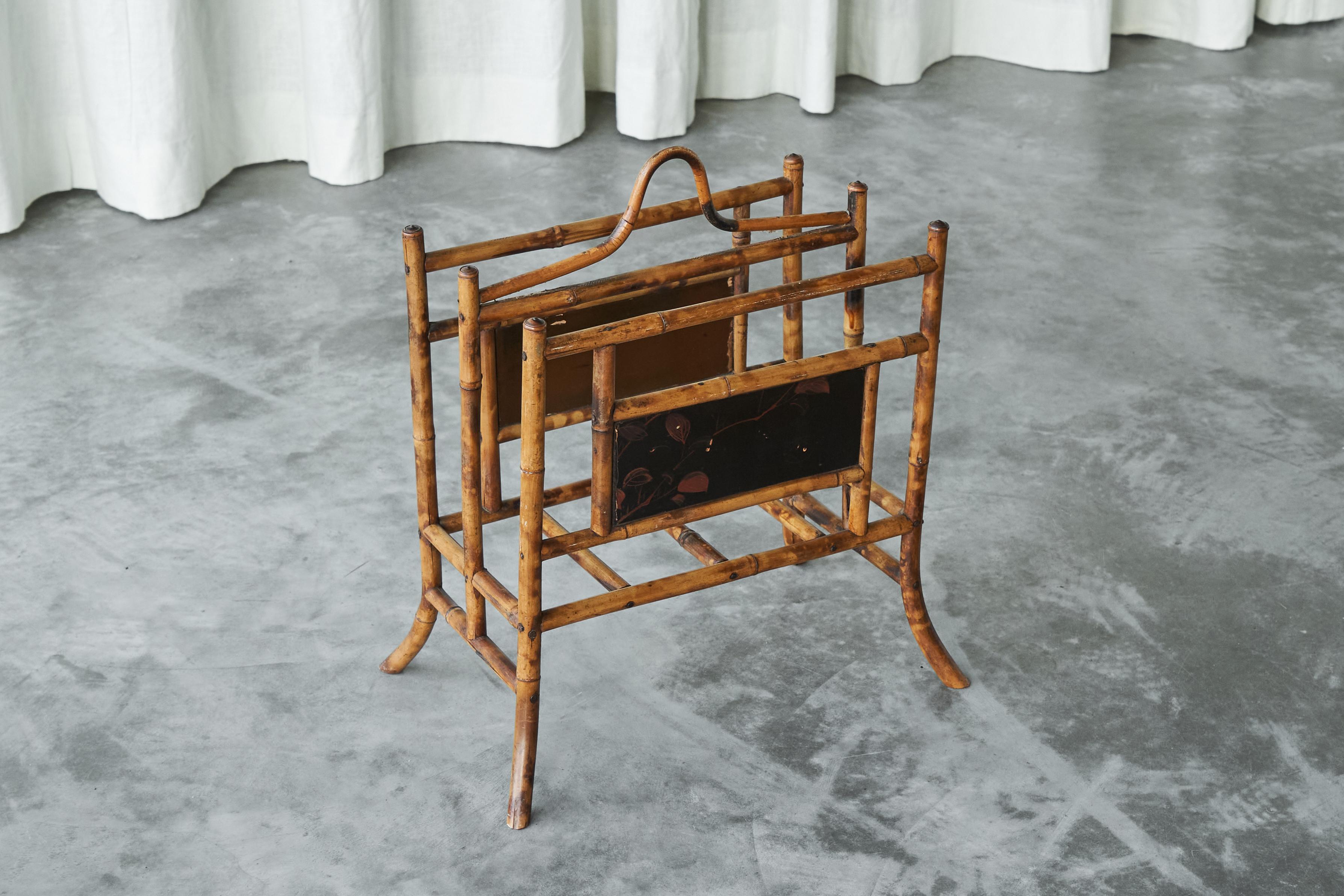 Antique Anglo Japanese Magazine Rack in Tortoiseshell Bamboo Late 19th ...