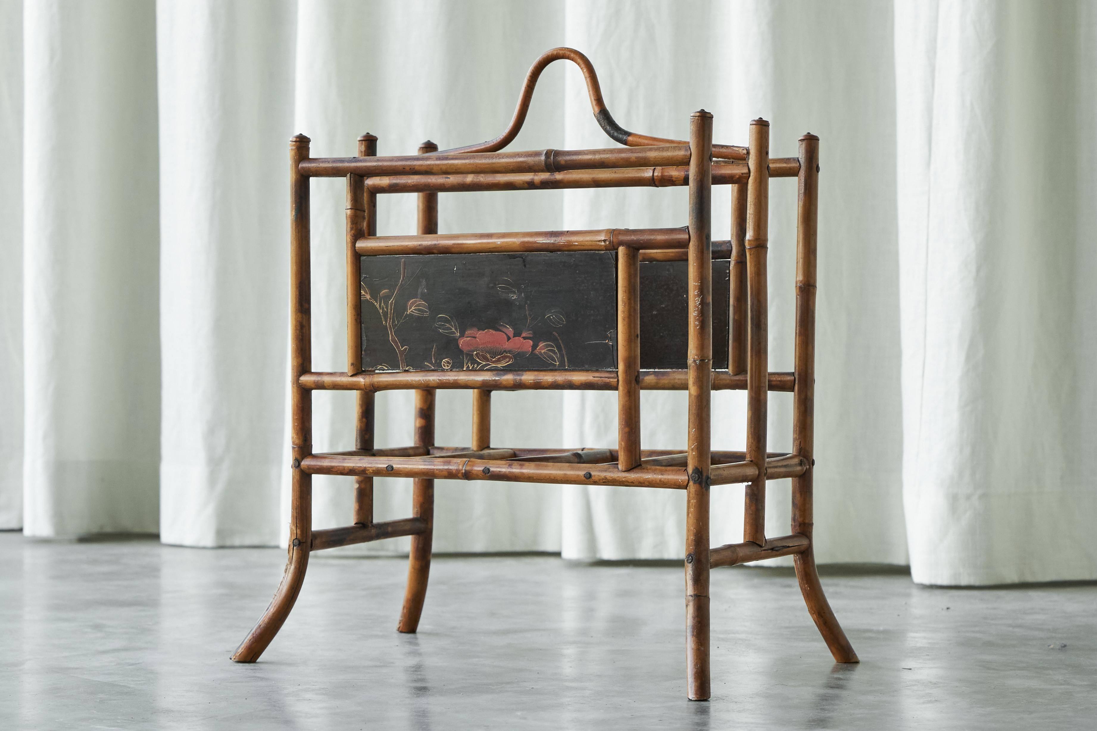 Antique Anglo Japanese Magazine Rack in Tortoiseshell Bamboo Late 19th ...