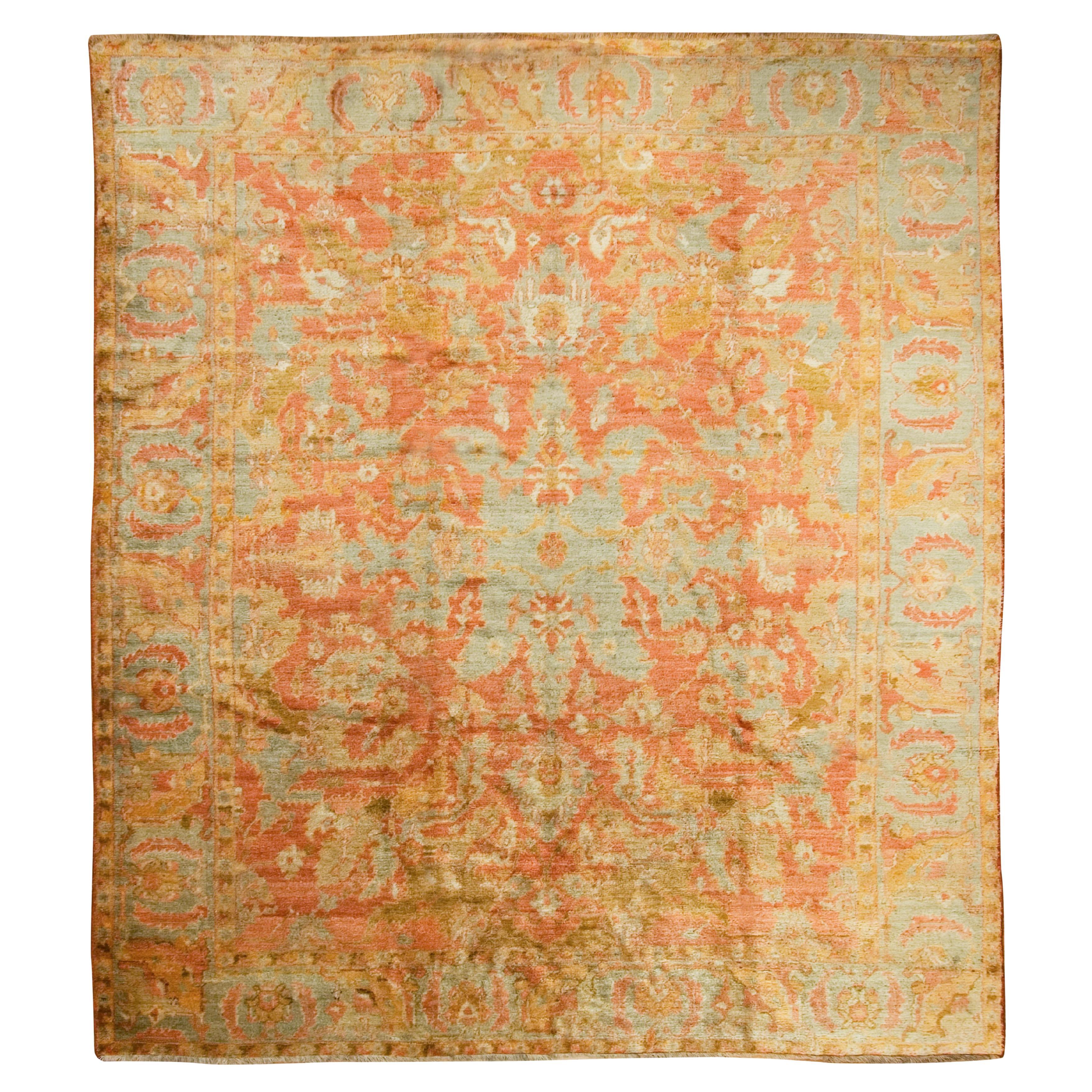 Angora Turkish Oushak Rug in Colorful Palette For Sale at 1stDibs
