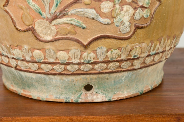 Antique Annamese 19th Century Planter with Floral Decor and Distressed ...