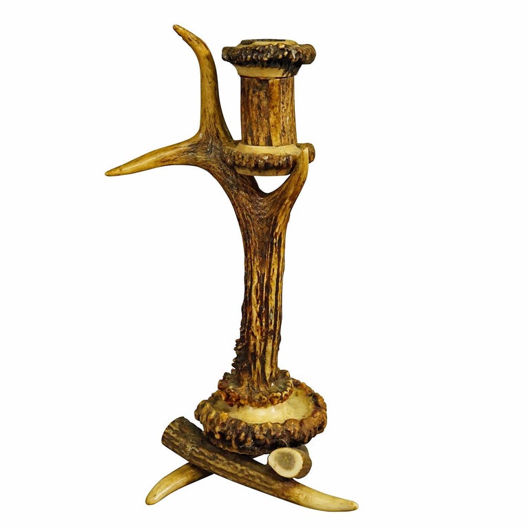 Antique Antler Candle Holder with Deer Horns, Germany Around 1900 For ...