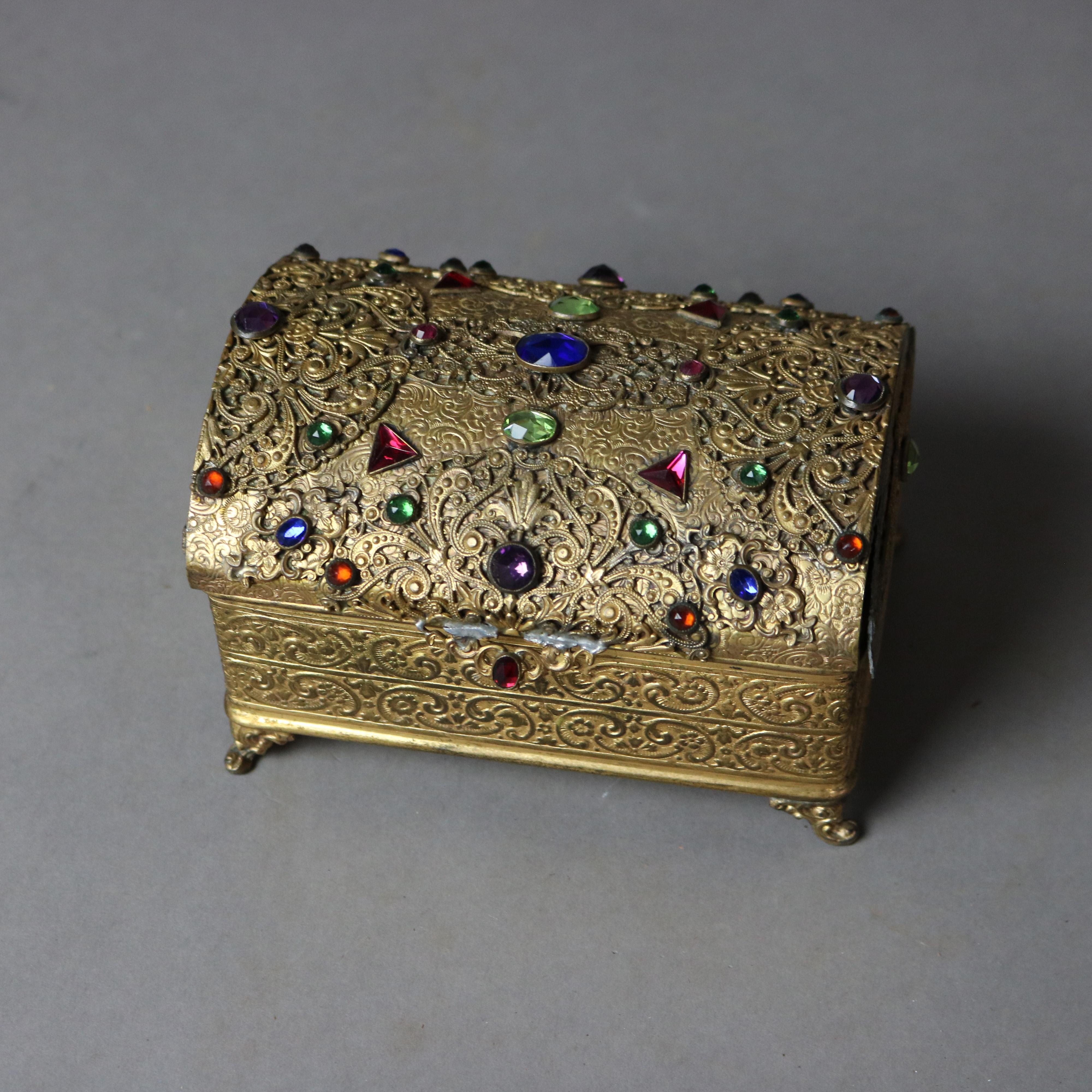 Antique Apollo Studio Jeweled and Footed Gilt Metal Box C1910 For Sale ...