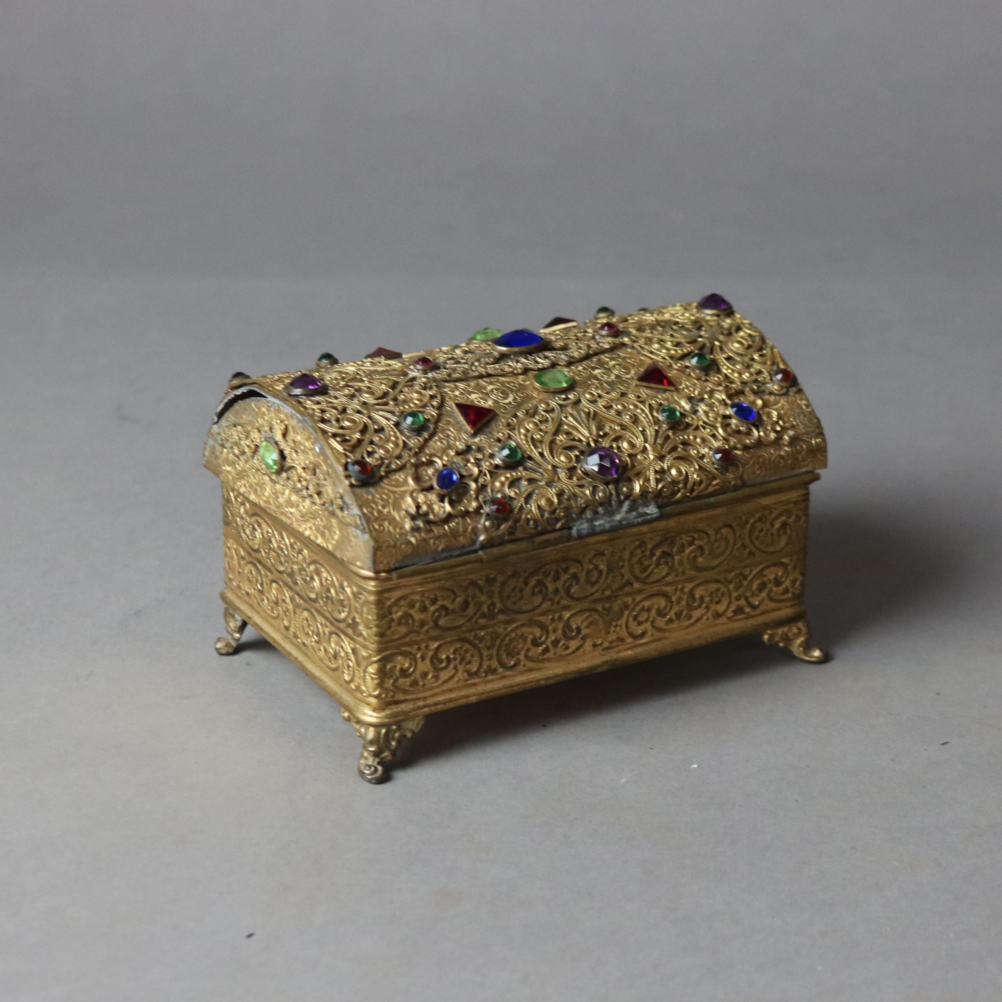 Antique Apollo Studio Jeweled and Footed Gilt Metal Box C1910 For Sale ...