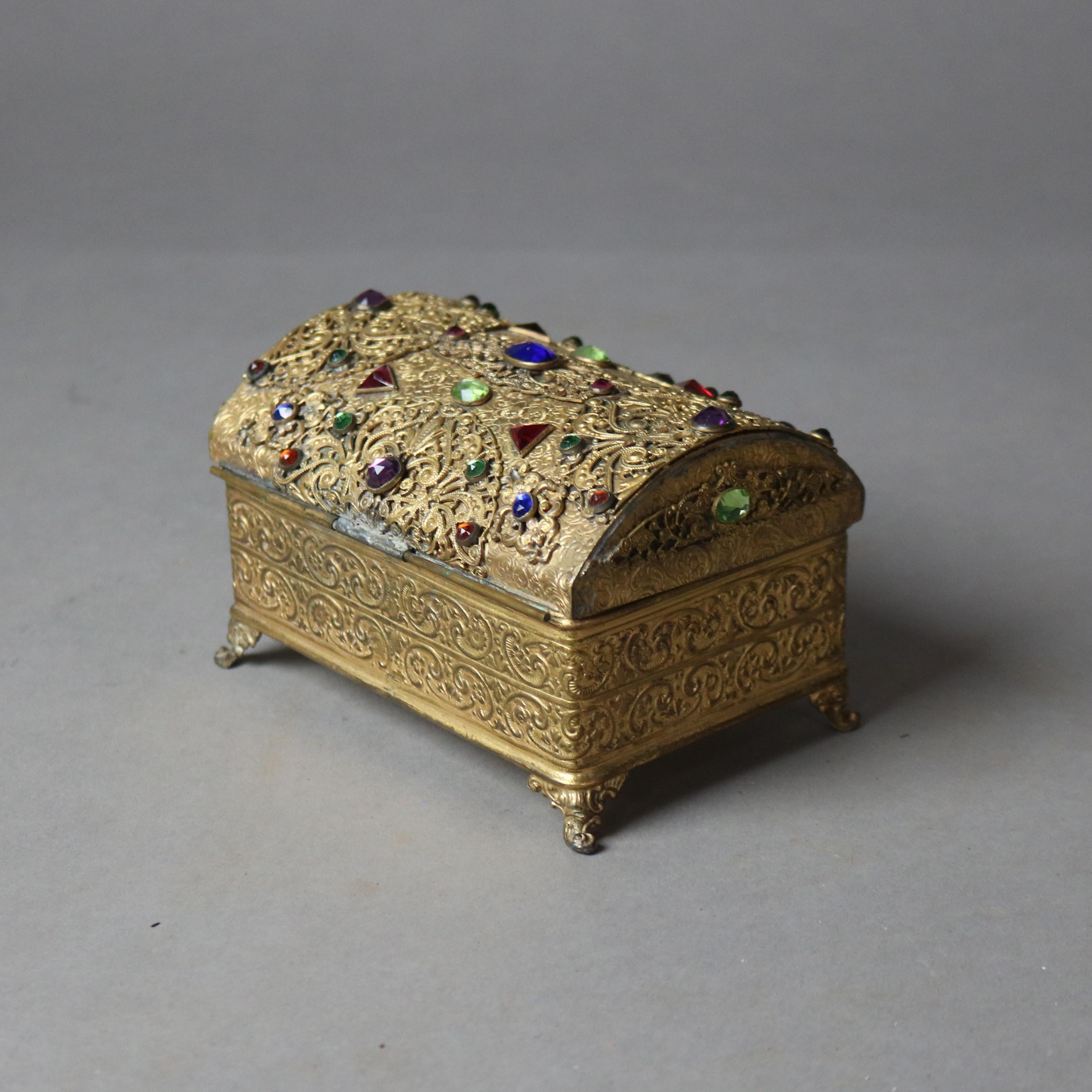 Antique Apollo Studio Jeweled and Footed Gilt Metal Box C1910 For Sale ...