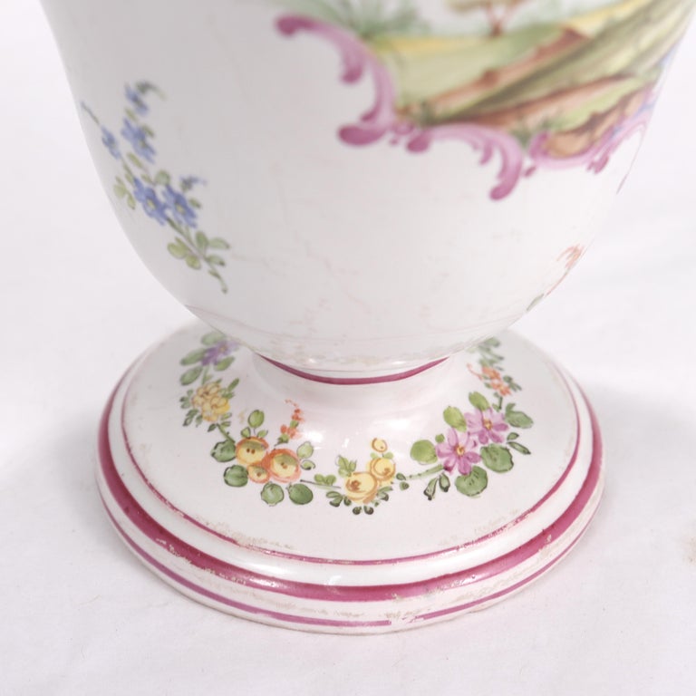 Antique Aprey French Faience Pottery Vase with Floral Decoration For ...