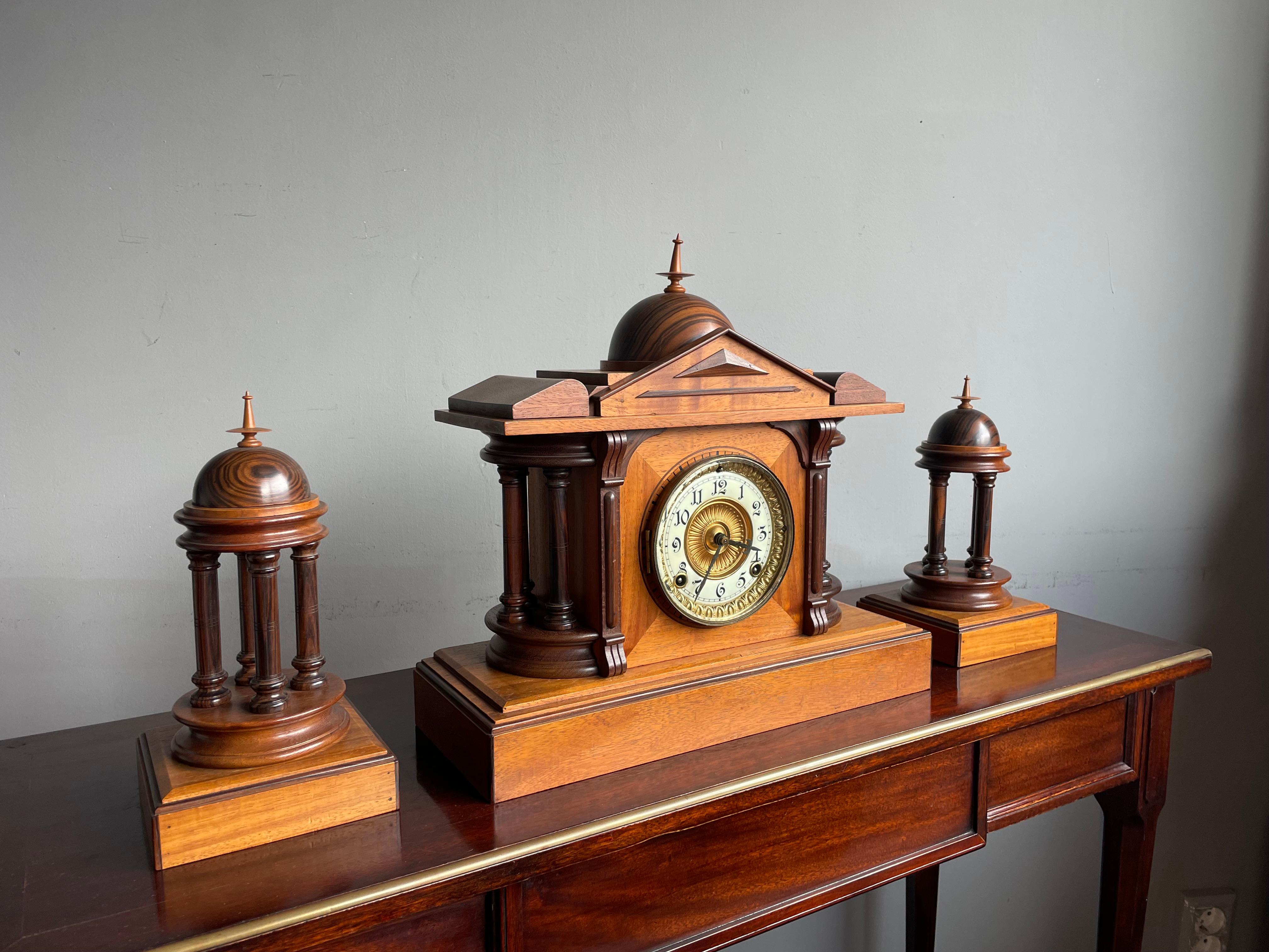 Antique Architectural Design Classical Revival Clock Set with American ...