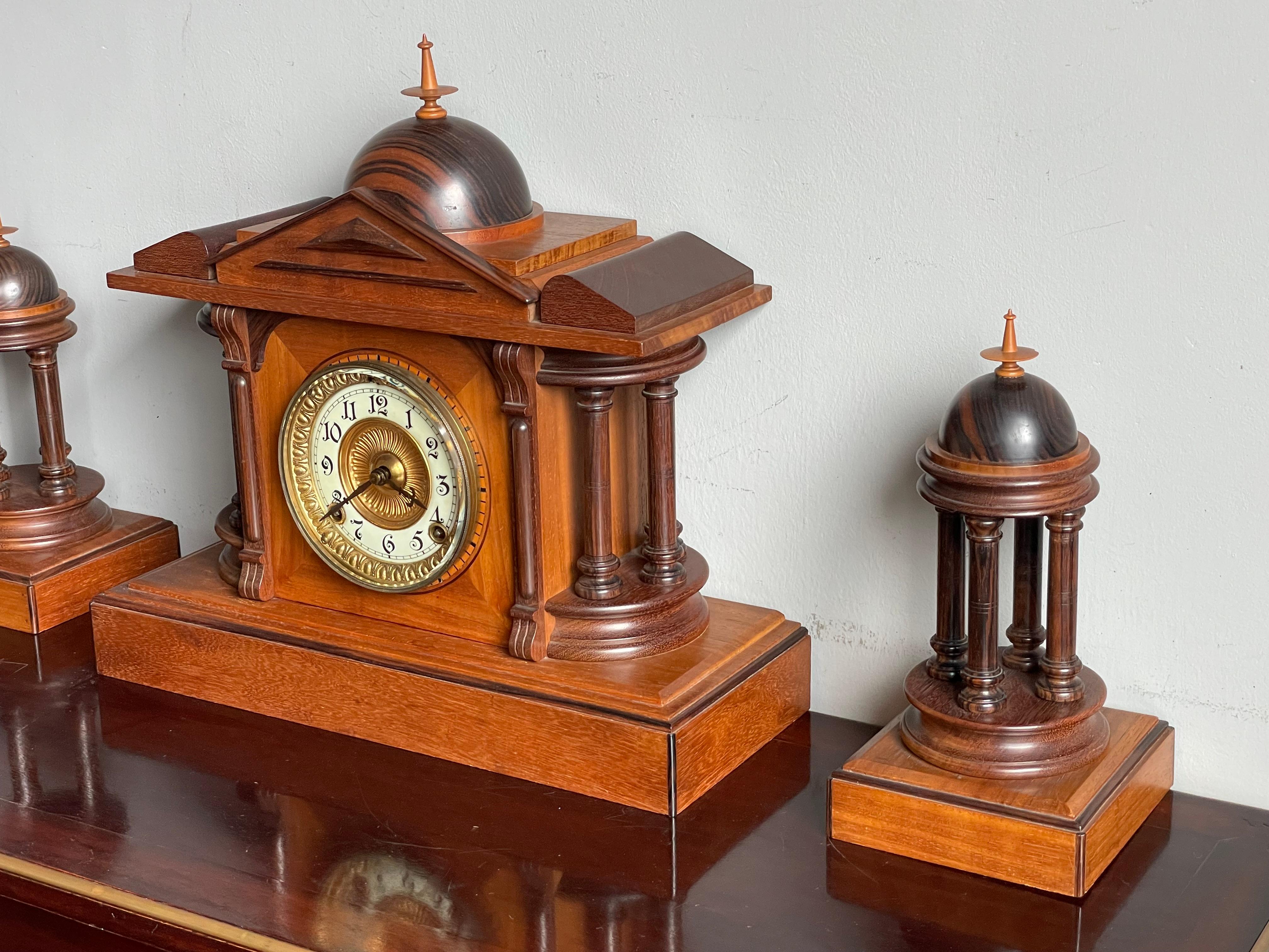 Antique Architectural Design Classical Revival Clock Set with American ...
