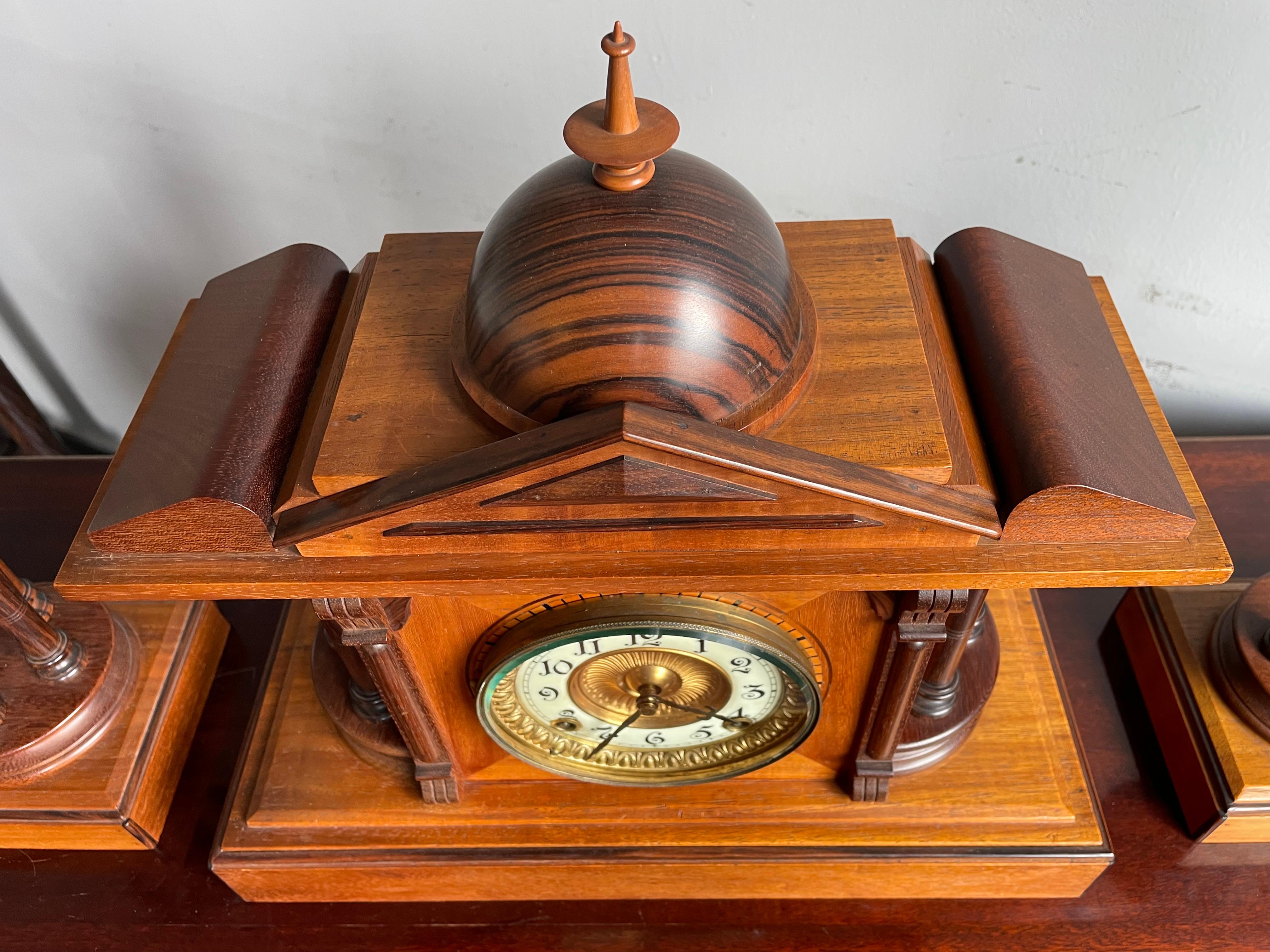 Antique Architectural Design Classical Revival Clock Set with American ...