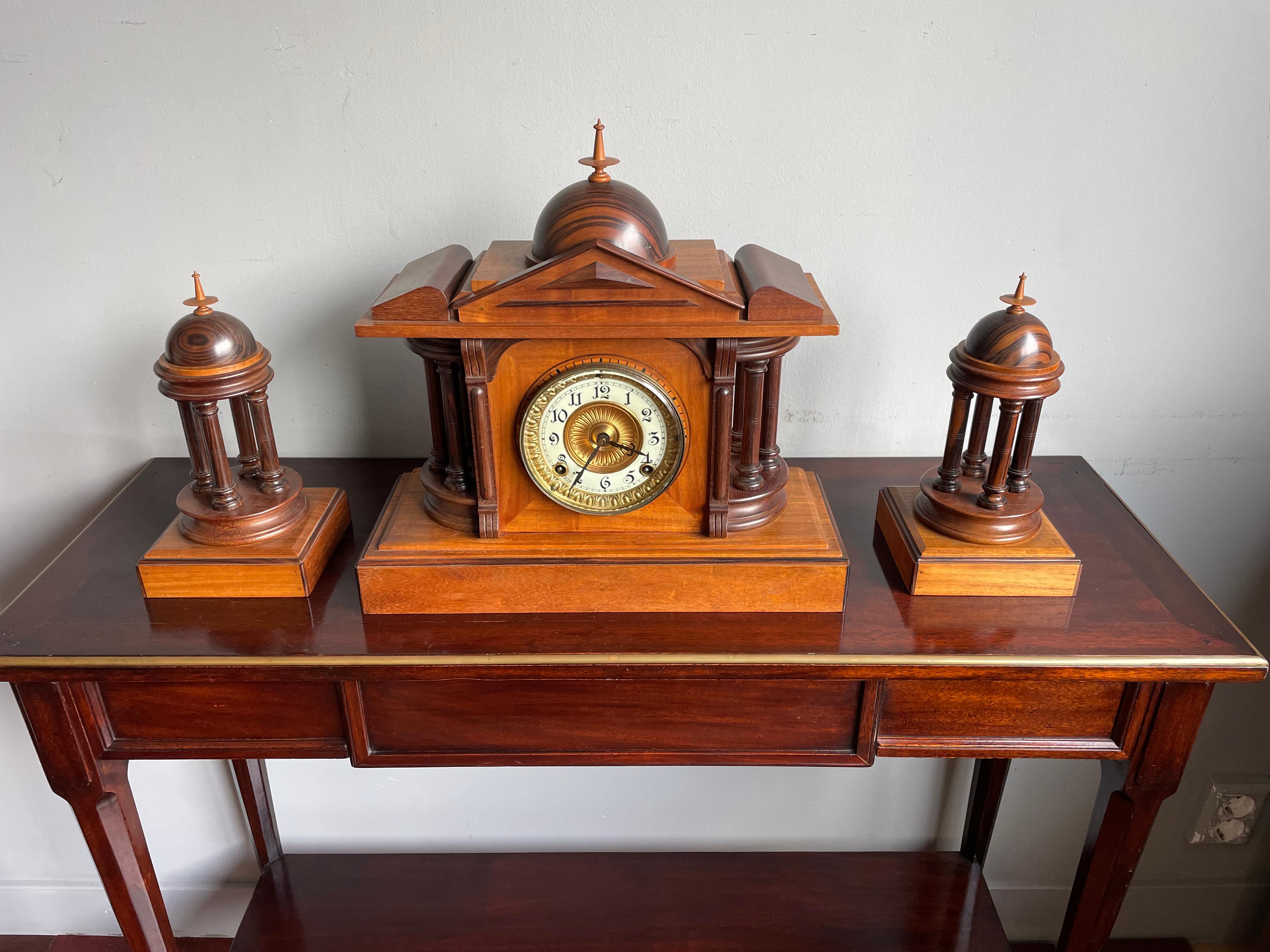 Antique Architectural Design Classical Revival Clock Set with American ...