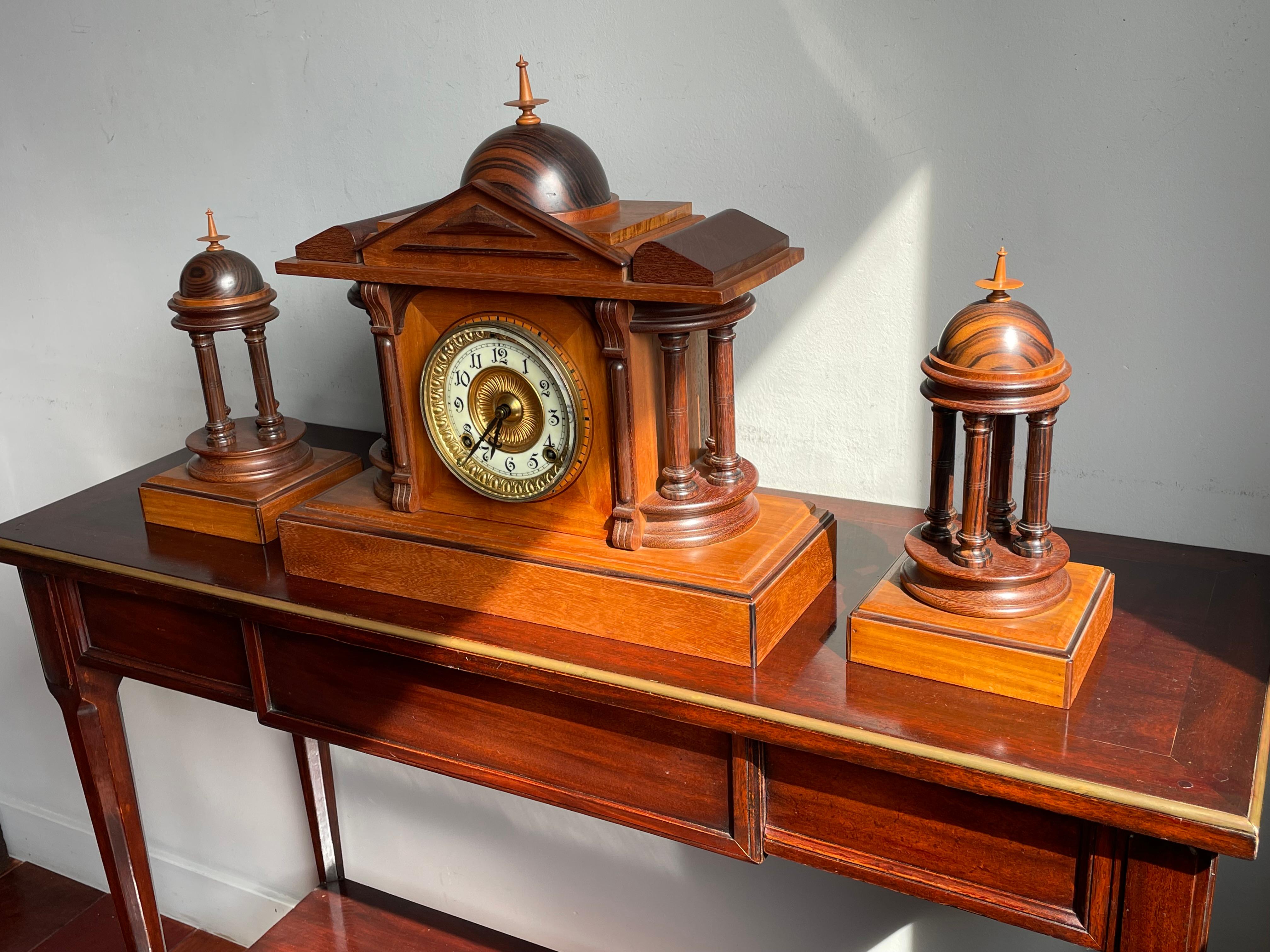 Antique Architectural Design Classical Revival Clock Set with American ...