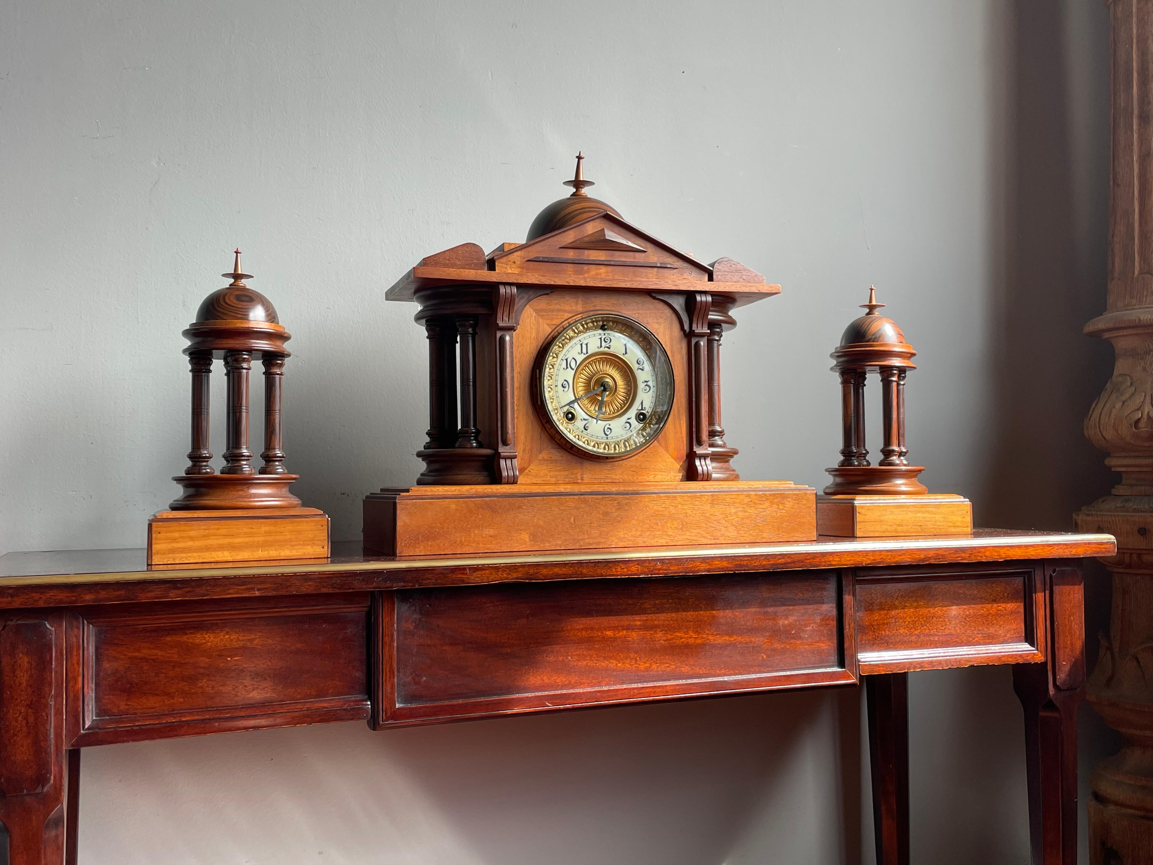 Antique Architectural Design Classical Revival Clock Set with American ...