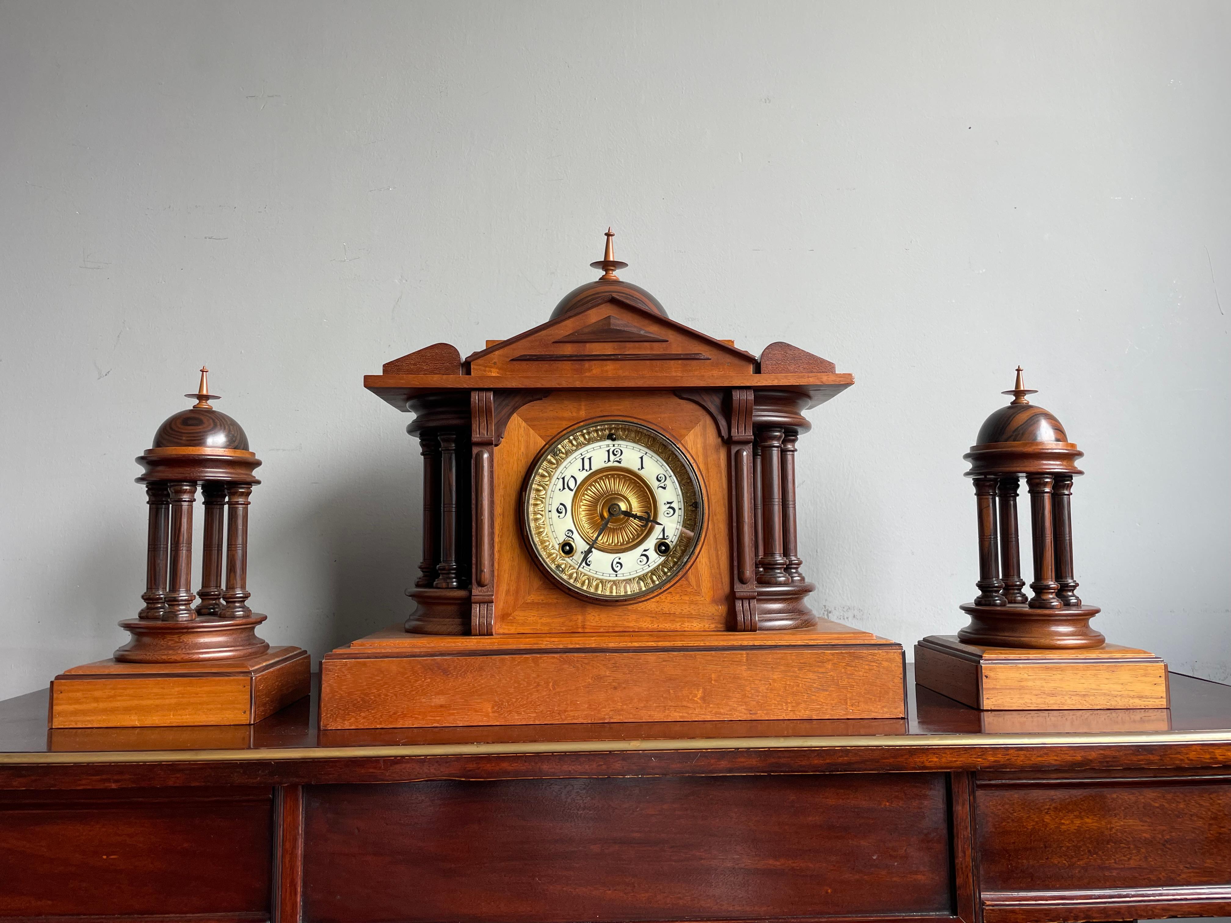 Antique Architectural Design Classical Revival Clock Set with American ...