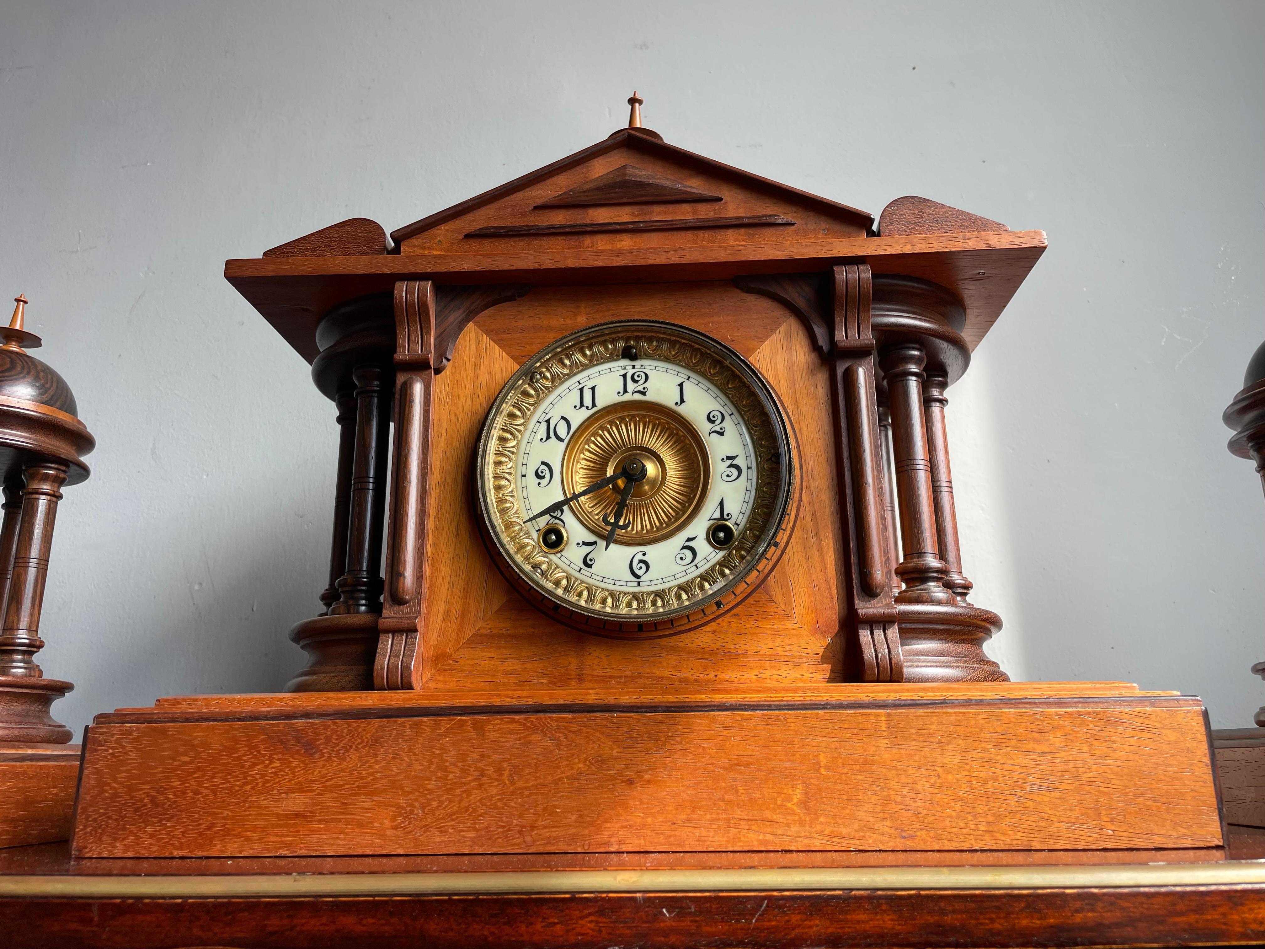 Antique Architectural Design Classical Revival Clock Set with American ...