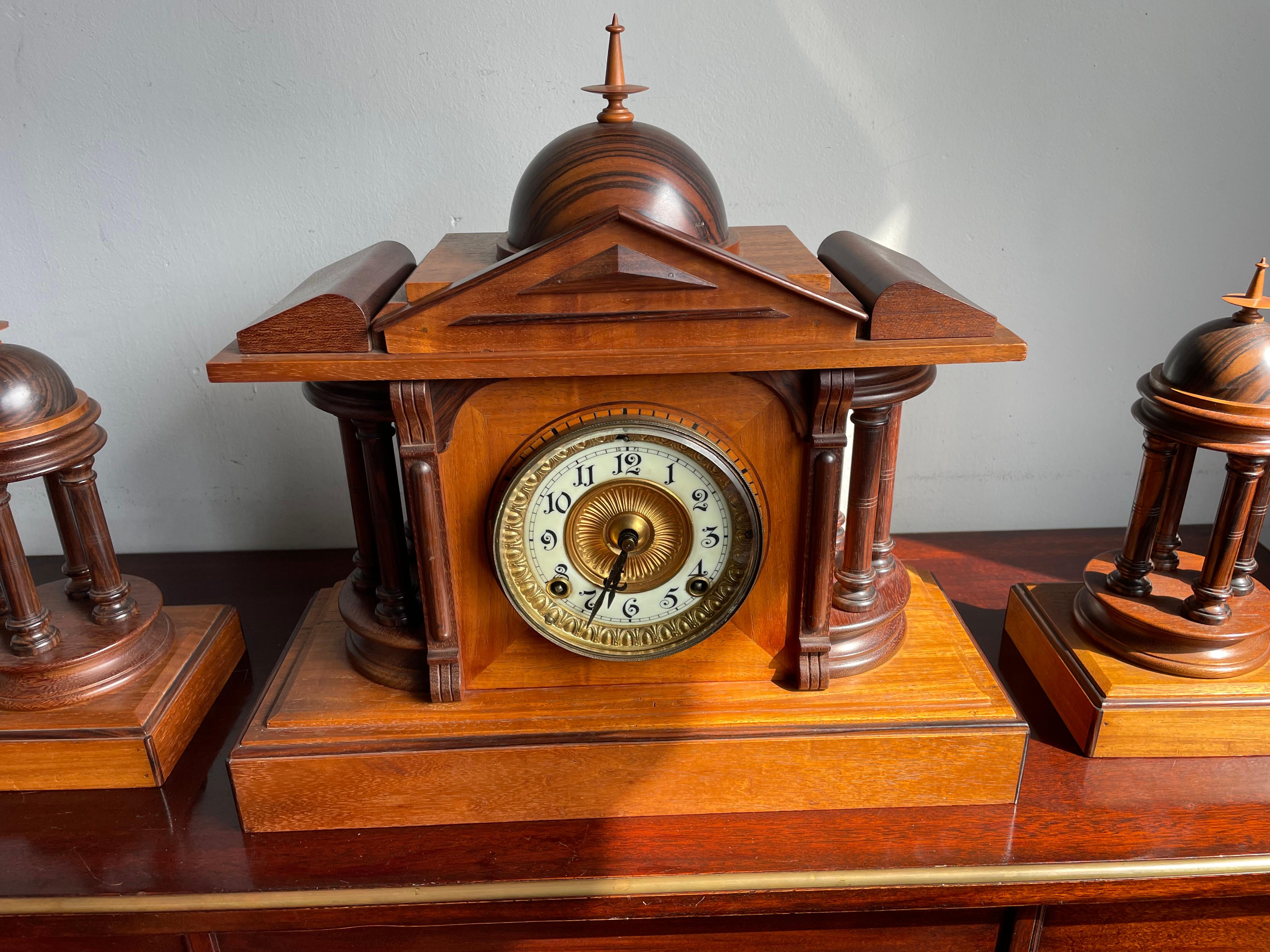 Antique Architectural Design Classical Revival Clock Set with American ...