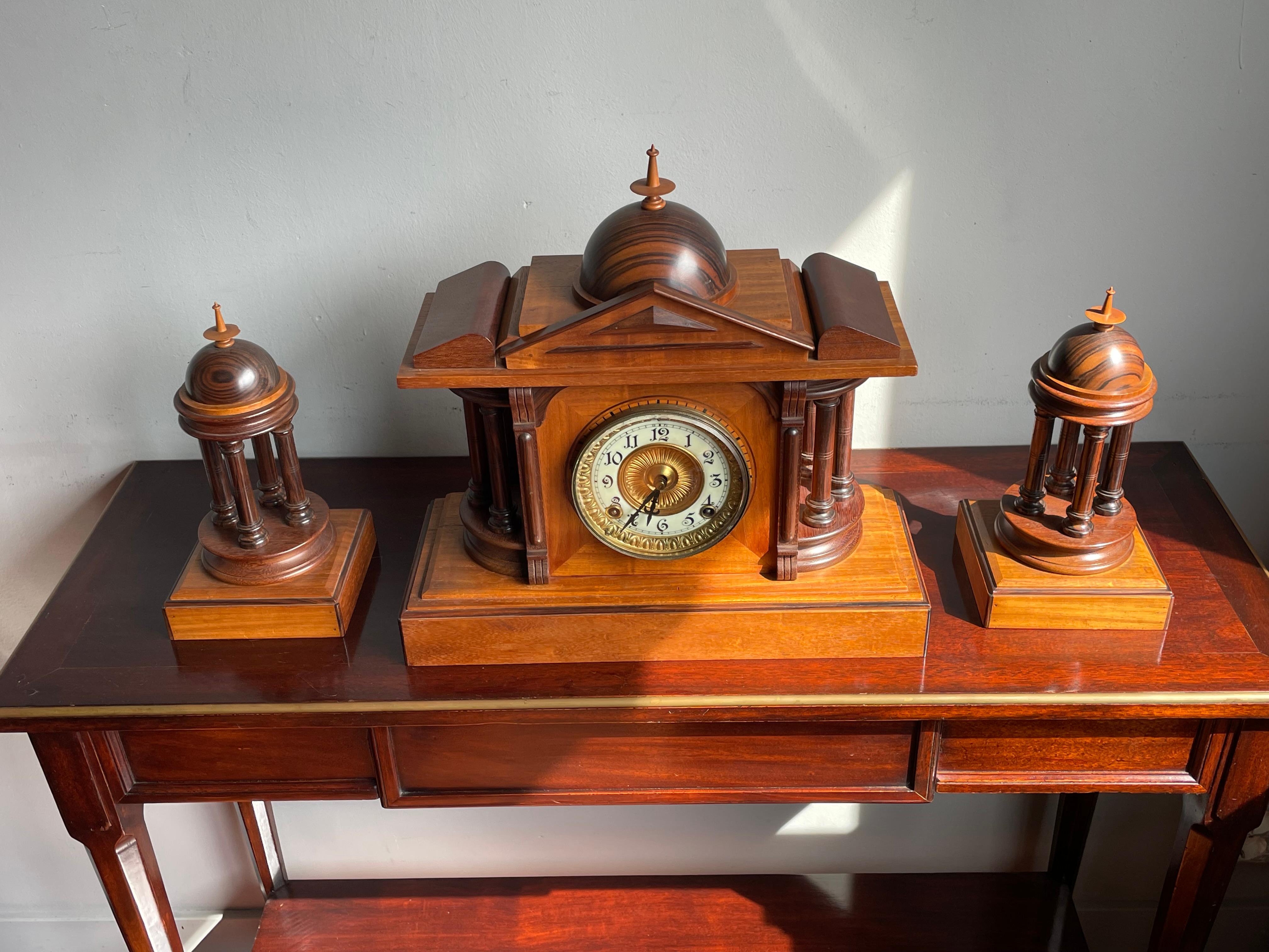 Antique Architectural Design Classical Revival Clock Set with American ...