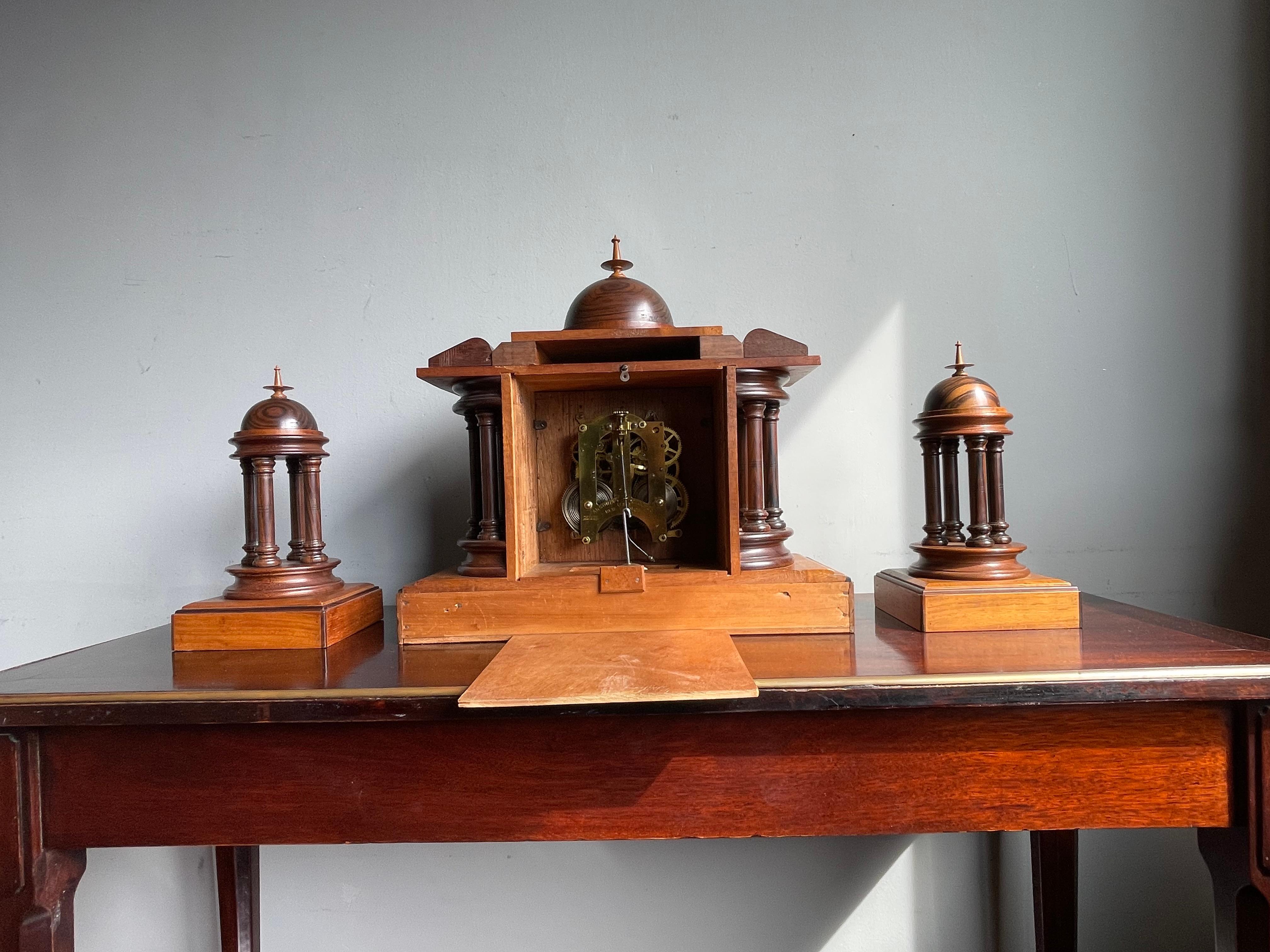 Antique Architectural Design Classical Revival Clock Set with American ...