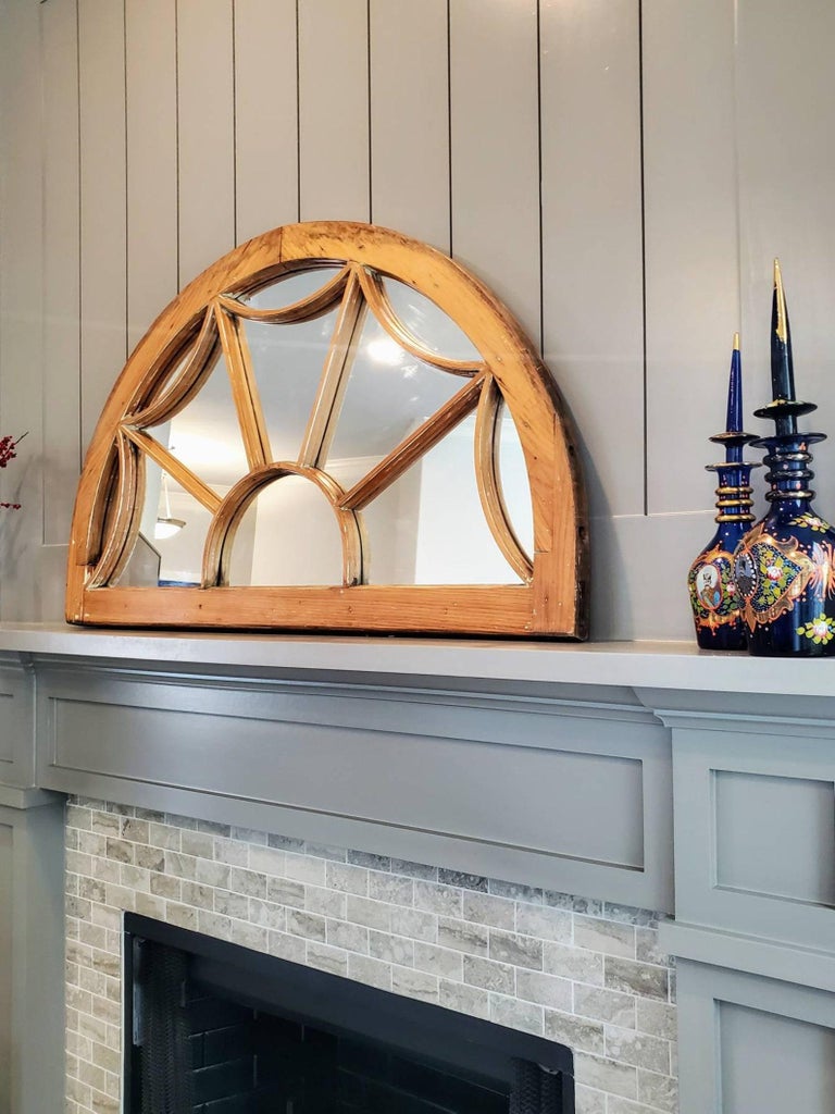 Antique Architectural Transom Demilune Window Repurposed As Mirror For ...