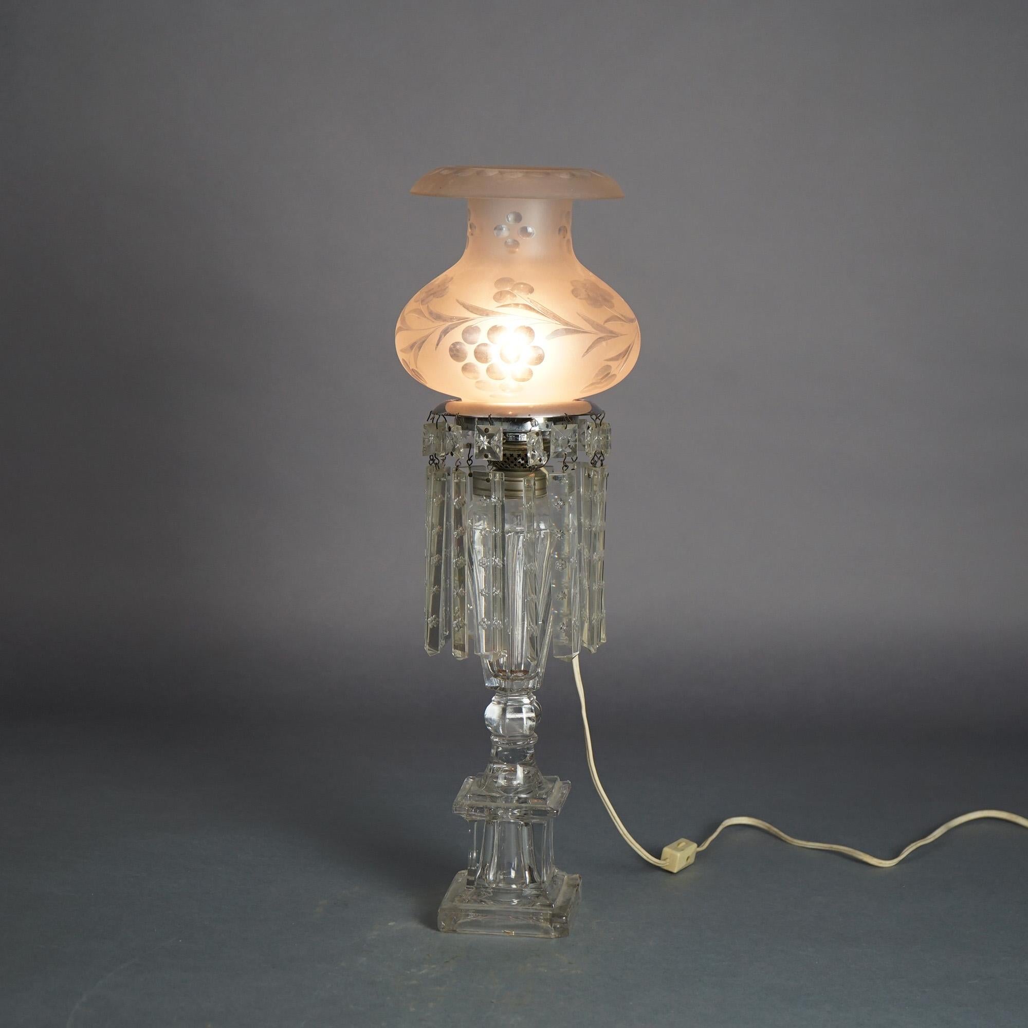 Antique Argand Sinumbra Solar Lamp with Glass Base and Opalescent ...