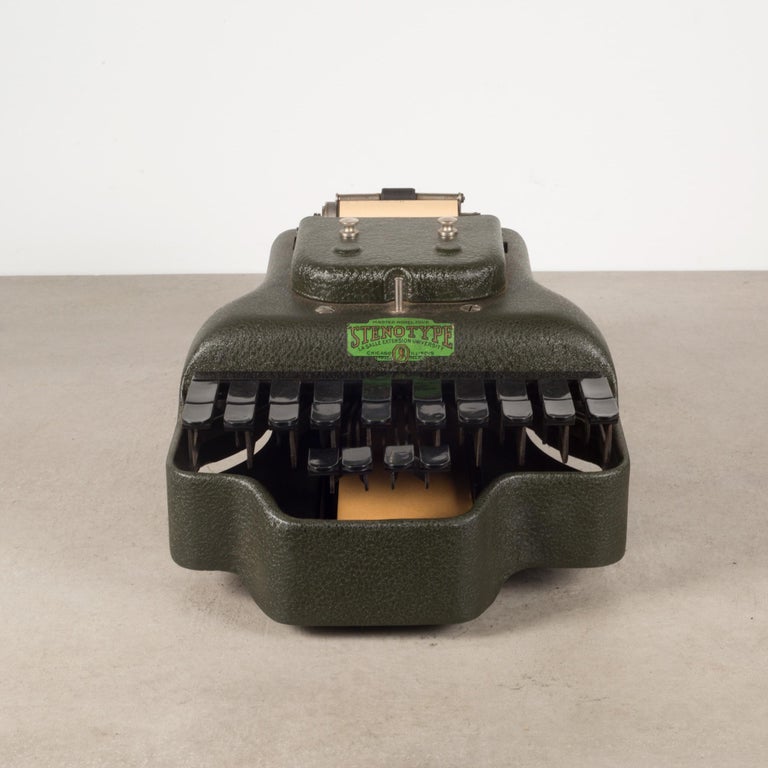 Antique Army Green Stenograph with Original Case c.1918 For Sale at 1stDibs