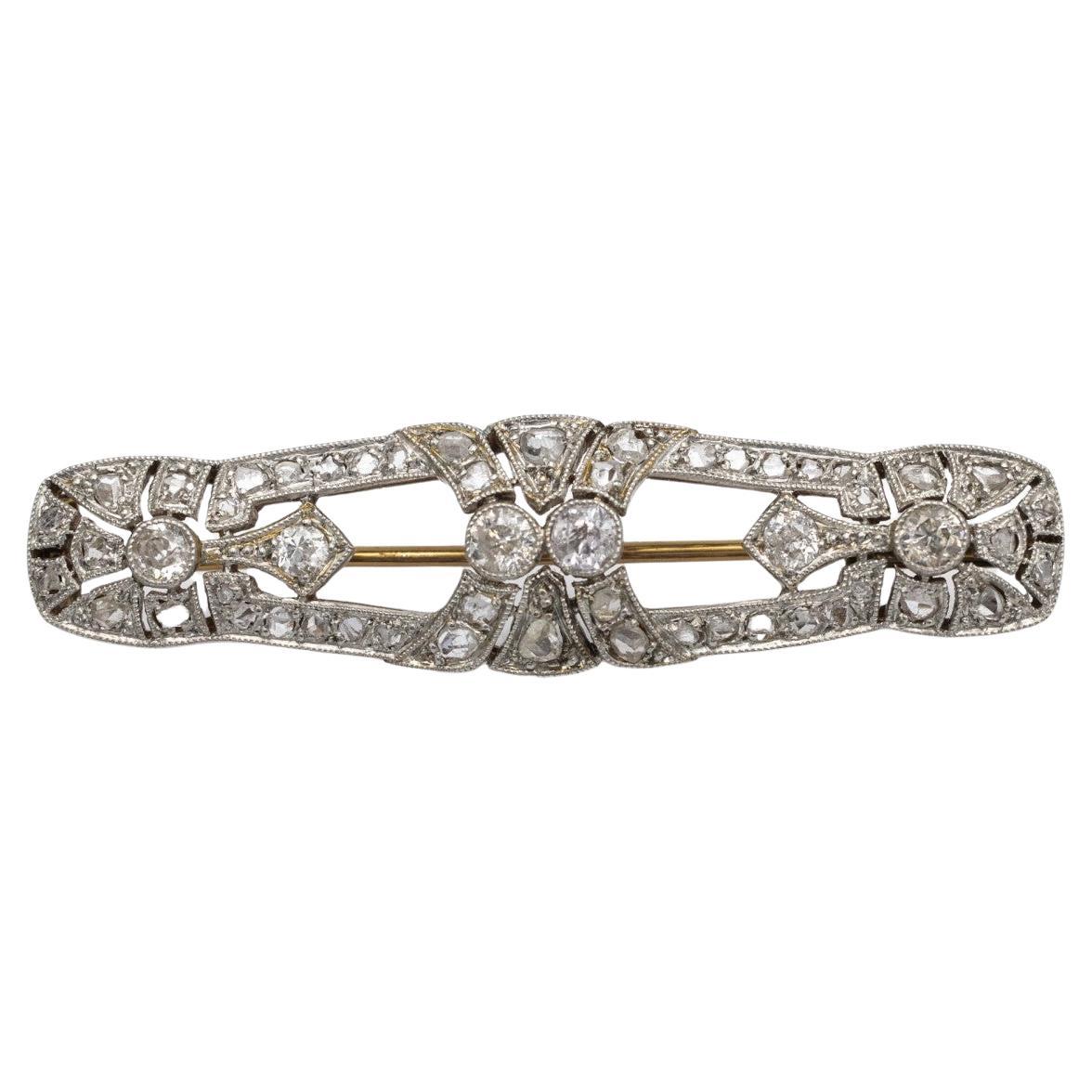 Antique Art Deco 1.15ct diamond brooch. For Sale at 1stDibs