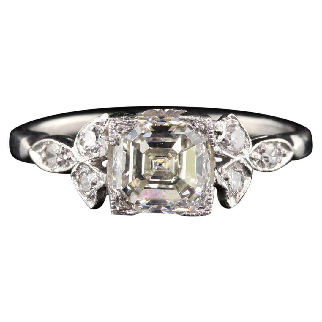 Antique Art Deco 1.26 Carat Asscher Cut Diamond Engagement Ring, GIA ...