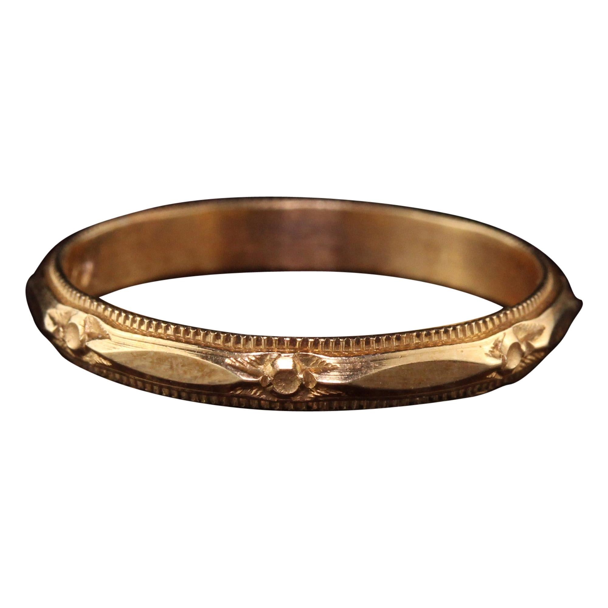 Antique Victorian 18 Karat Yellow Gold Engraved Wedding Band Ring 1881 ...