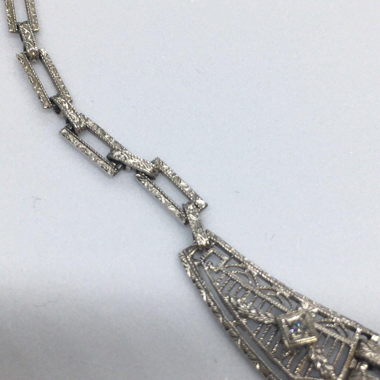 Antique Art Deco 14k Gold and Platinum American Made Necklace Hallmark ...