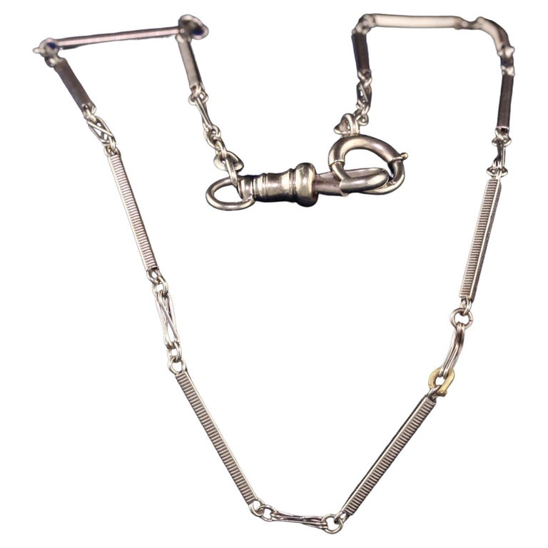 Antique Art Deco 14K White Gold Intricate Link Chain For Sale at 1stDibs
