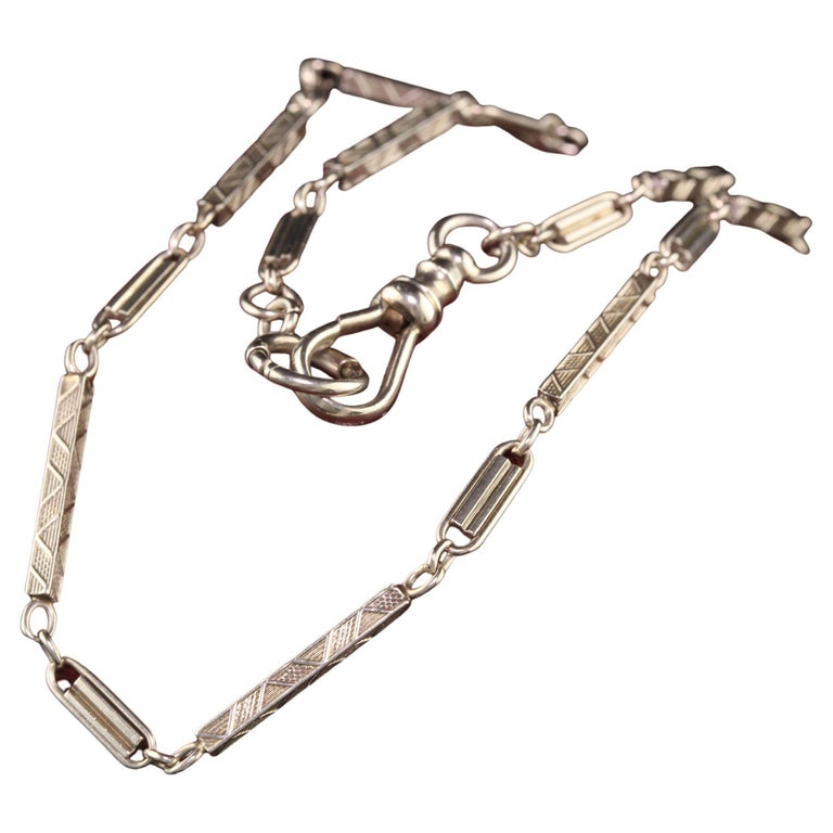 Antique Art Deco 14K White Gold Intricate Link Chain at 1stDibs