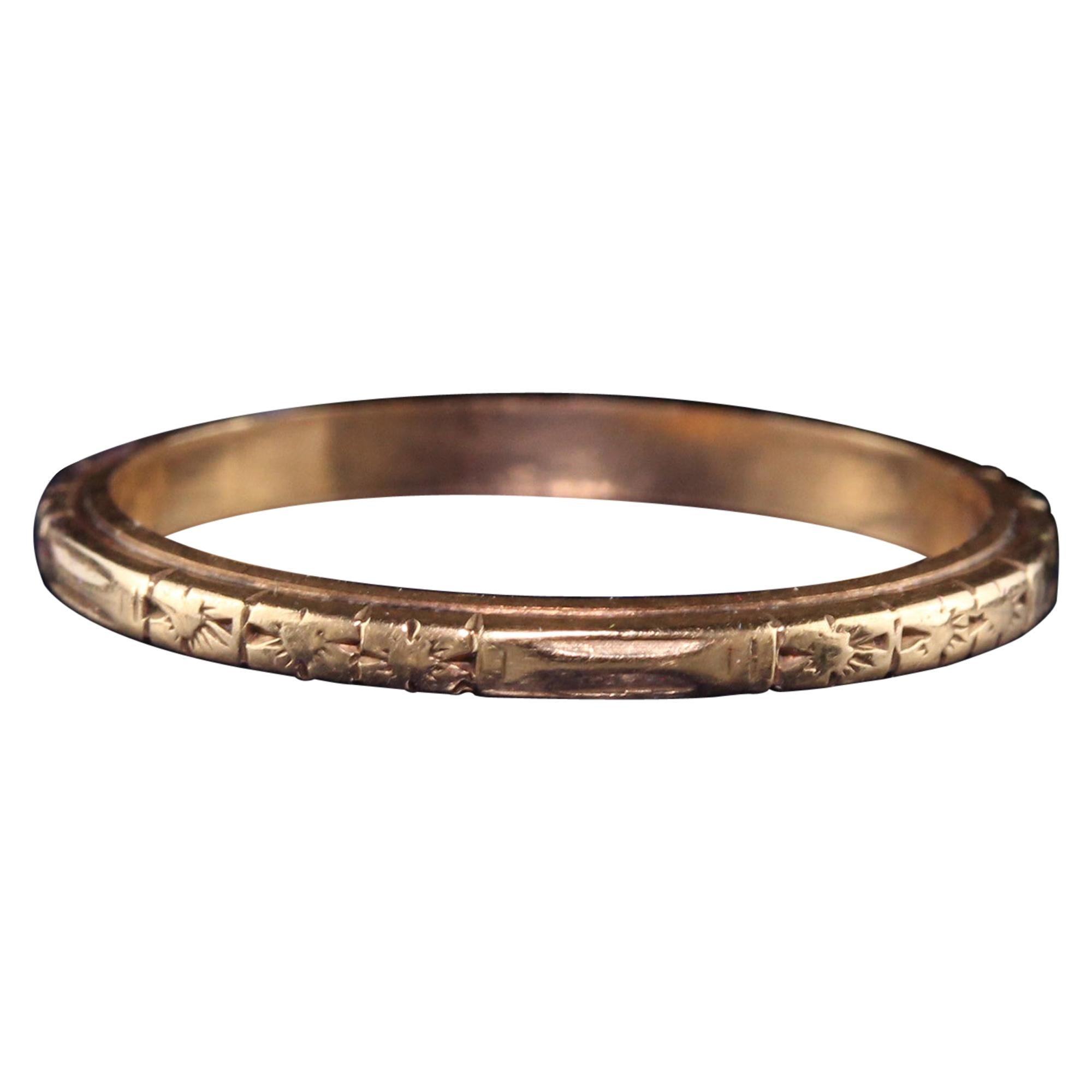 Antique Latin Engraved "Semper Fidelis" 18 Carat Yellow Gold Wedding ...