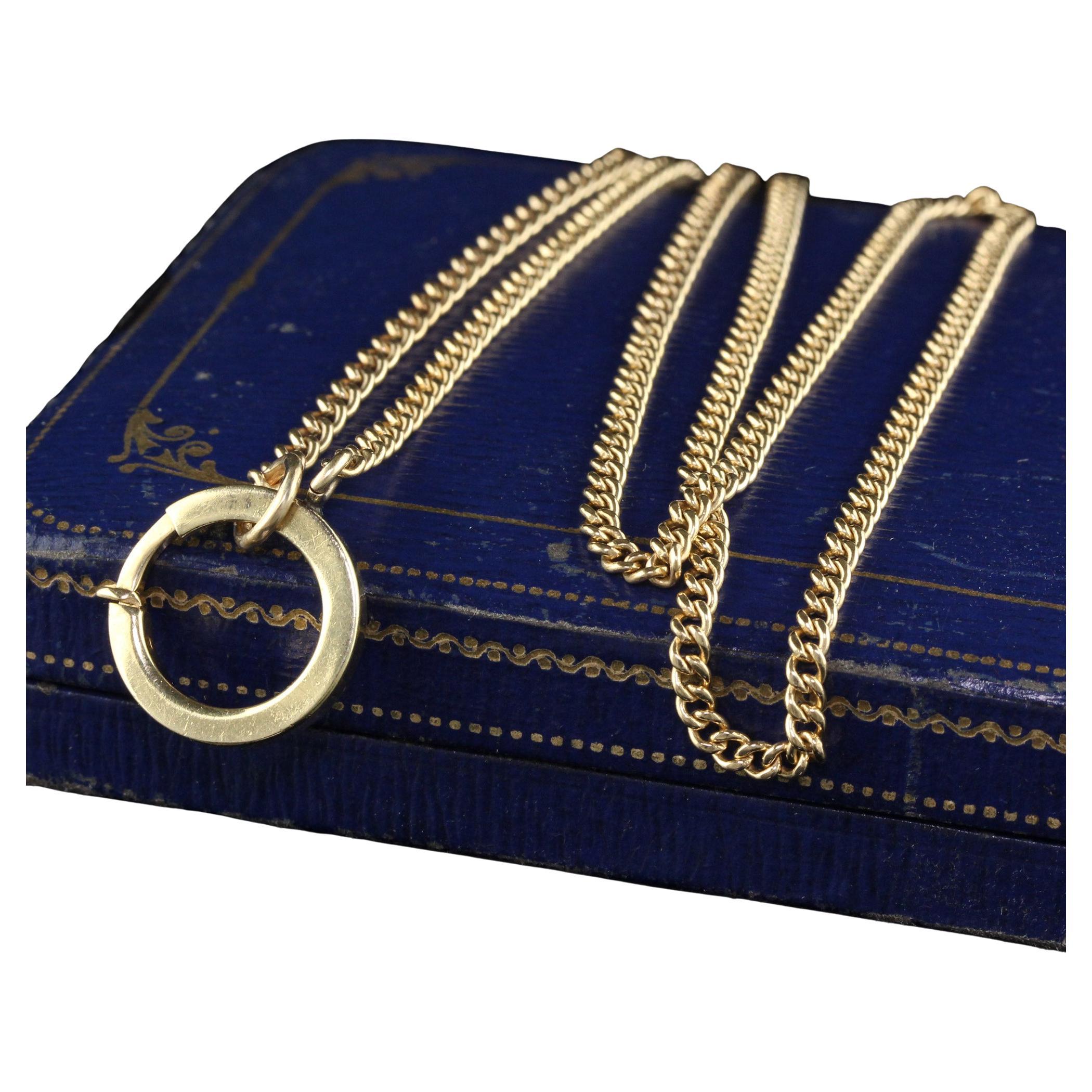 Antique Victorian 14K Yellow Gold Intricate Link Chain Necklace - 32 ...