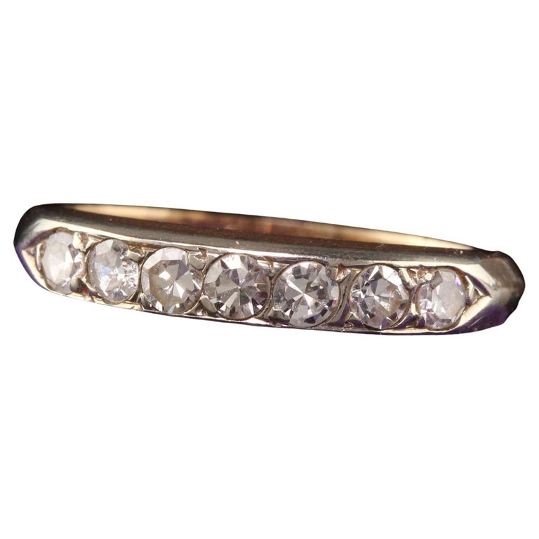 Antique Art Deco 14K Yellow Gold Platinum Top Diamond Wedding Band For ...