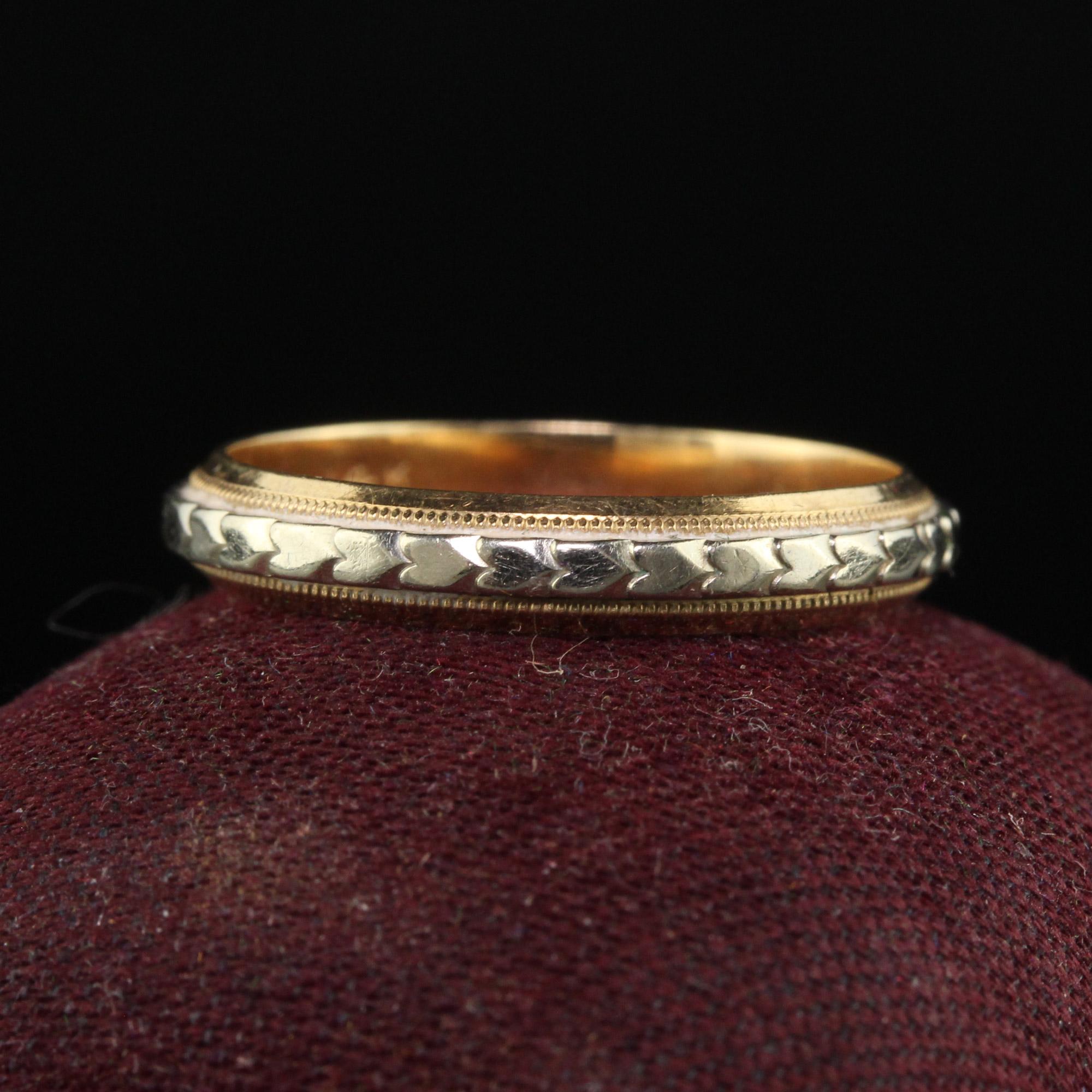 Antique Art Deco 14K Yellow Gold Two Tone Heart Engraved Heart Wedding ...