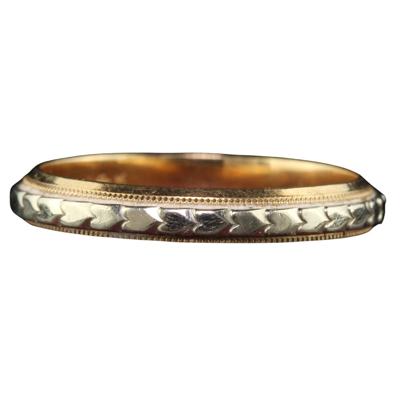 Antique Art Deco 14K Yellow Gold Two Tone Heart Engraved Heart Wedding ...