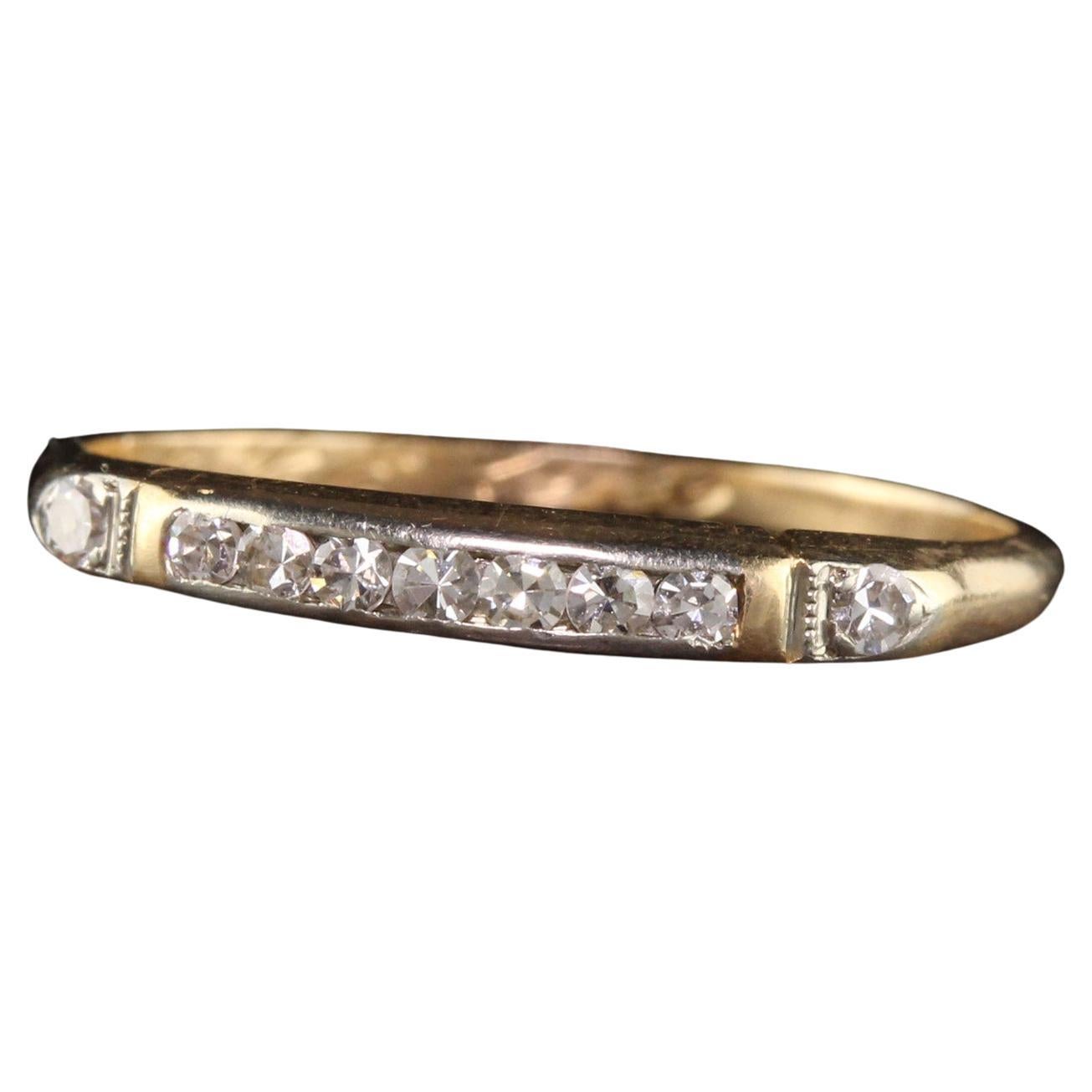 Antique Art Deco 18K White Gold Single Cut Diamond Wedding Band For ...