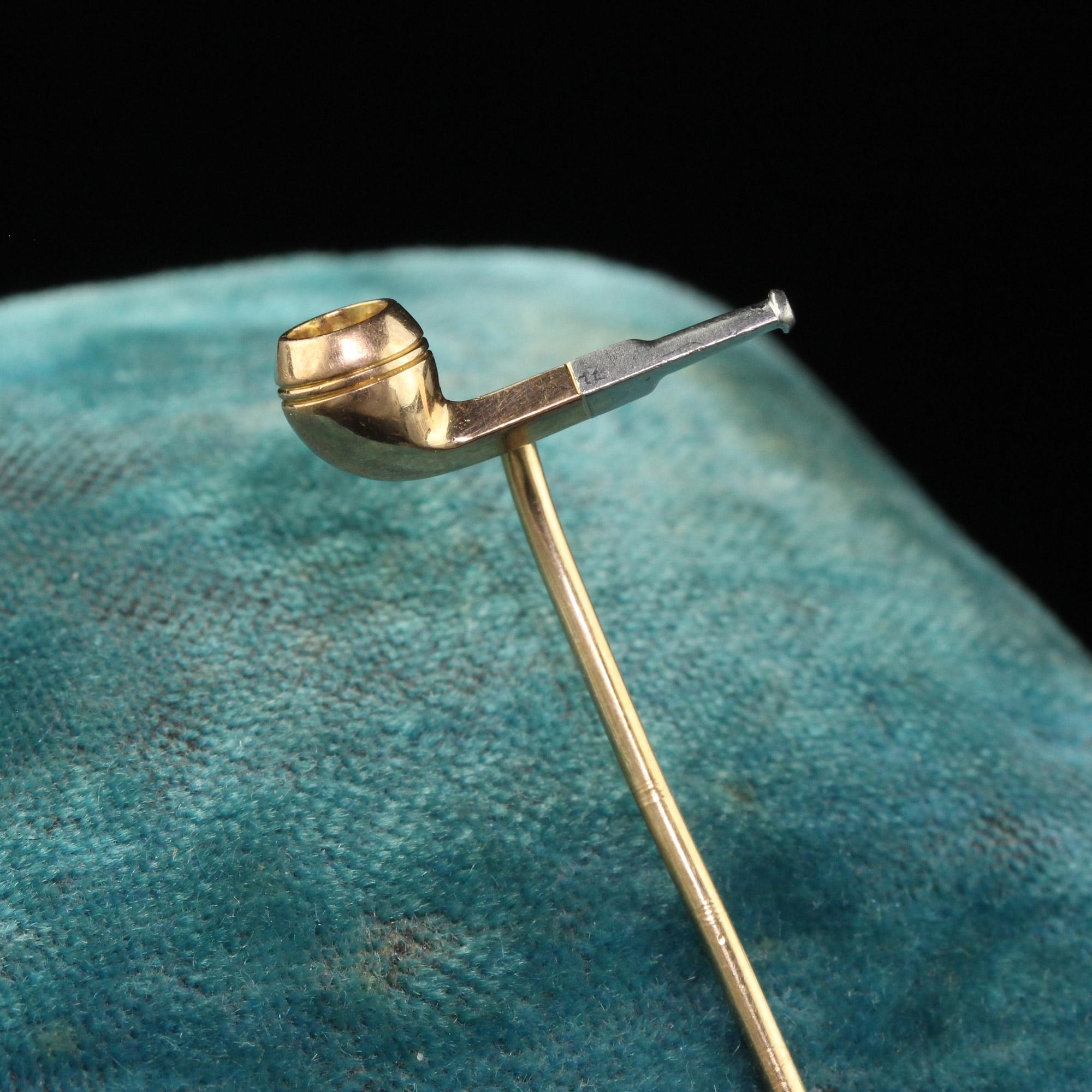 Antique Art Deco 18K Yellow Gold and Platinum Pipe Stick Pin For Sale ...