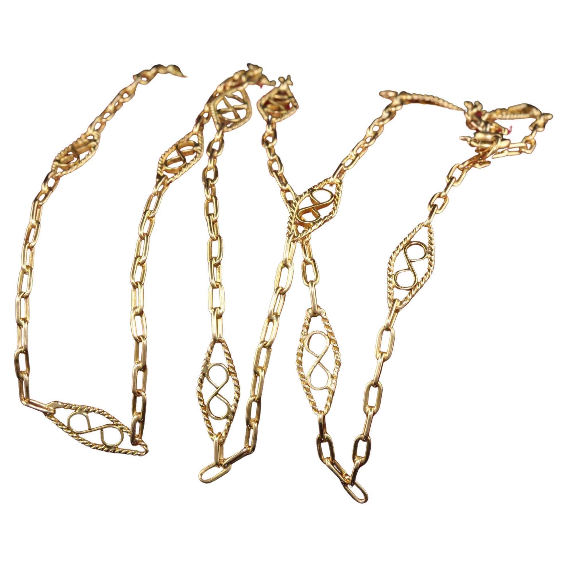 Antique Art Deco 18k Yellow Gold Intricate Link Gold Chain For Sale at ...