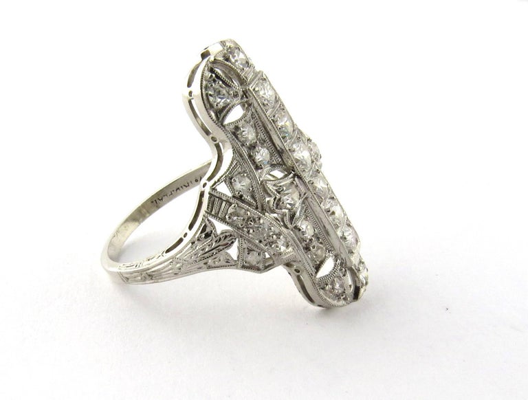 Antique Art Deco 1920s Platinum and Diamond Dinner Ring For Sale at 1stdibs
