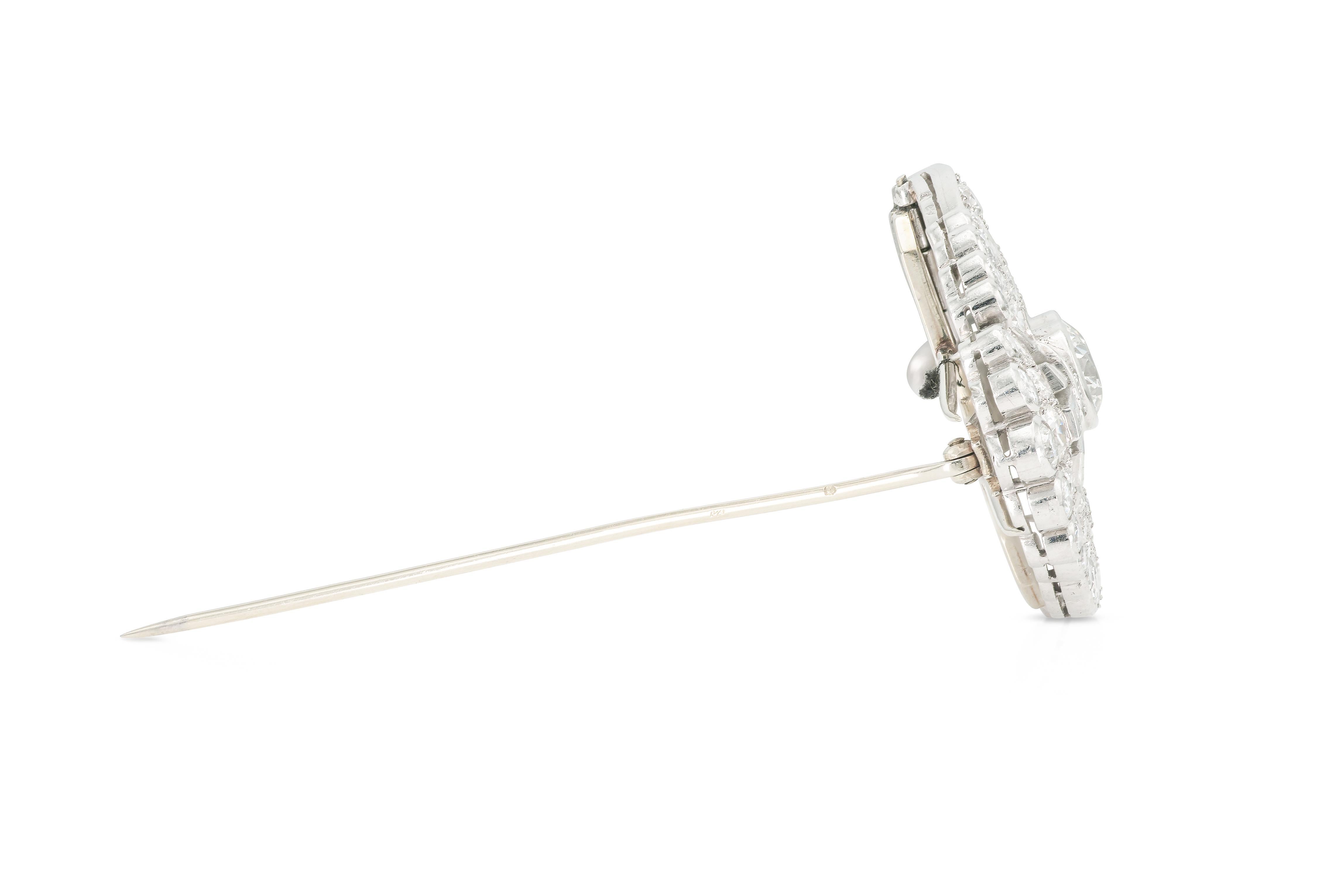 Antique Art Deco 1930s 19.90 Carat Diamond Double Clip Brooch For Sale ...