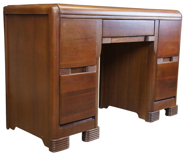 Antique Art Deco American Walnut Waterfall Writing Desk Dressing Table ...