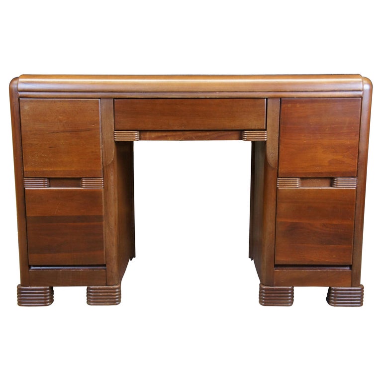 Antique Art Deco American Walnut Waterfall Writing Desk Dressing Table ...