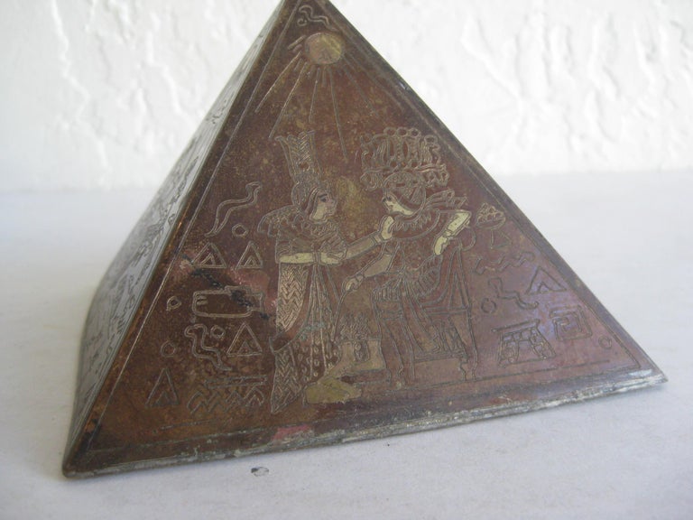Antique Art Deco Brass and Copper Egyptian Revival Pyramid Desk Statue ...